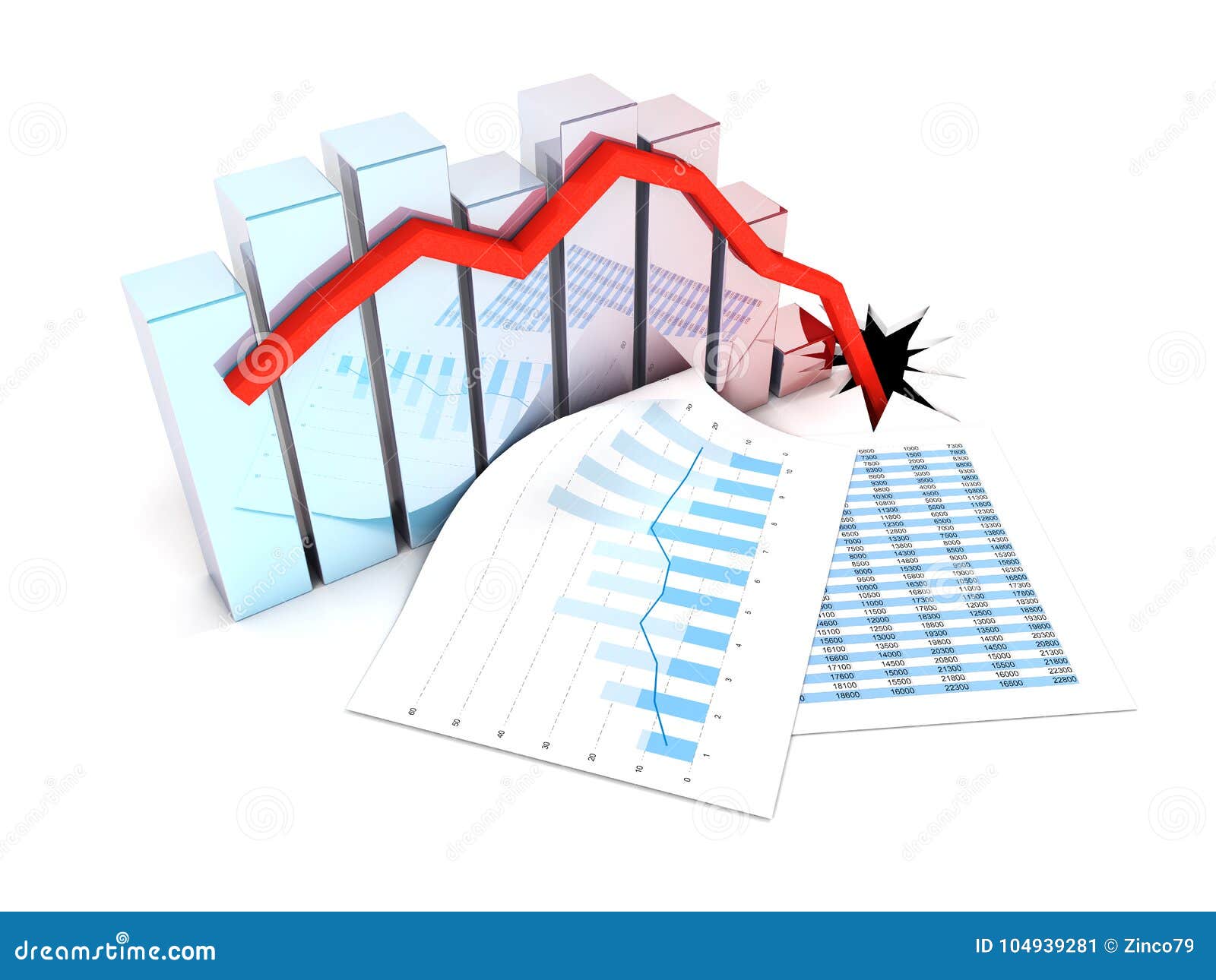 Graph go down stock illustration. Illustration of chart - 104939281