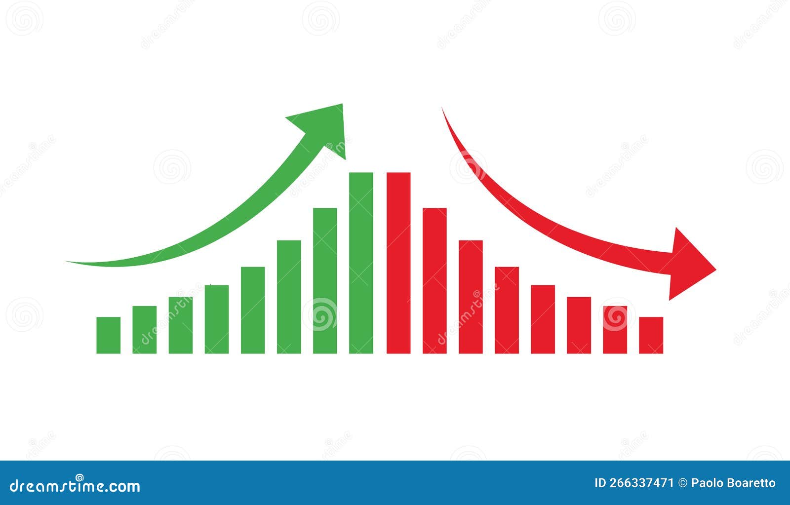 Graph Going Up and Down Sign with Green and Red Arrows Vector. Stock ...