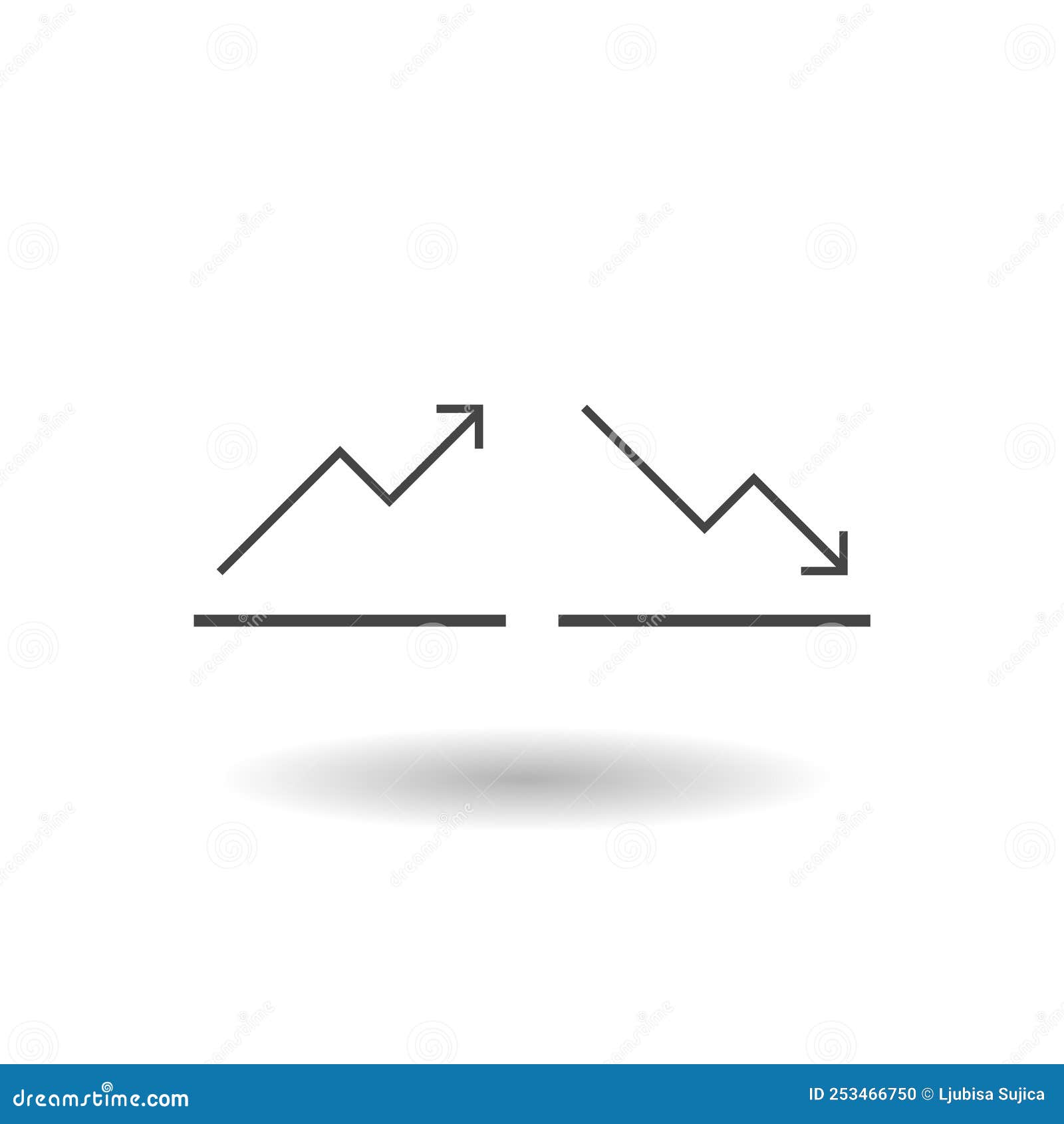 Graph Going Up and Down Sign with Shadow Stock Vector - Illustration of ...