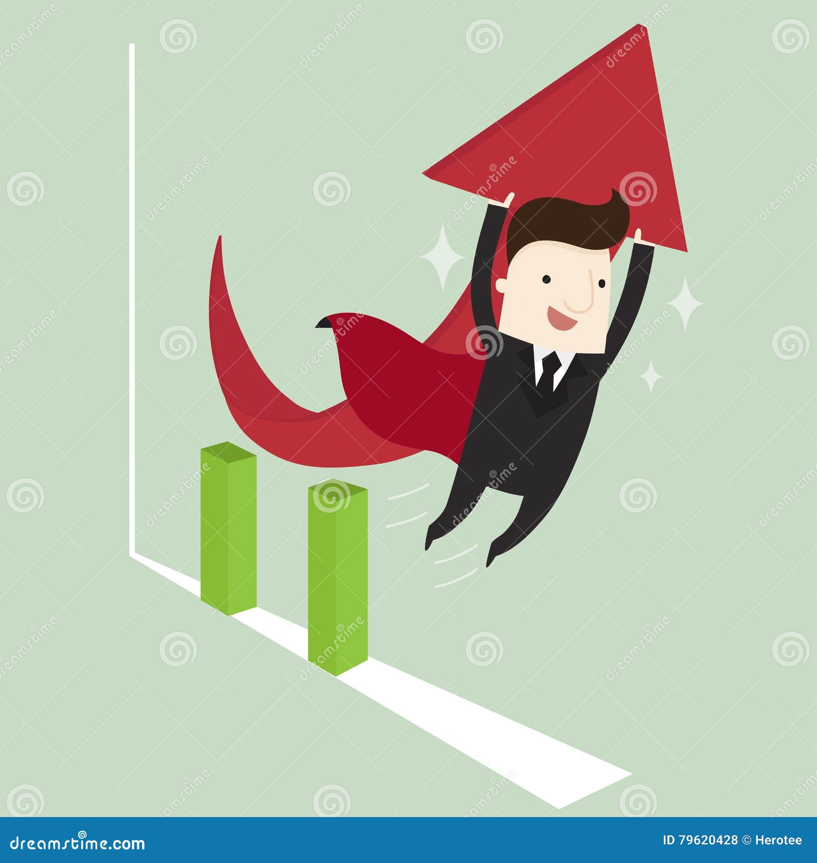 Graph Going Up by Superhero Stock Vector - Illustration of person ...
