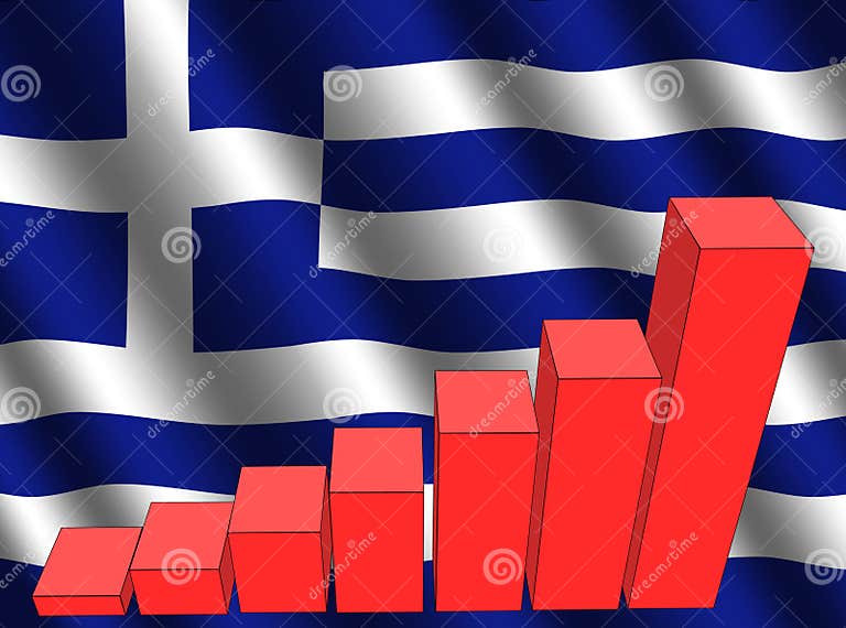 Graph and Greek flag stock illustration. Illustration of colorful - 7154977
