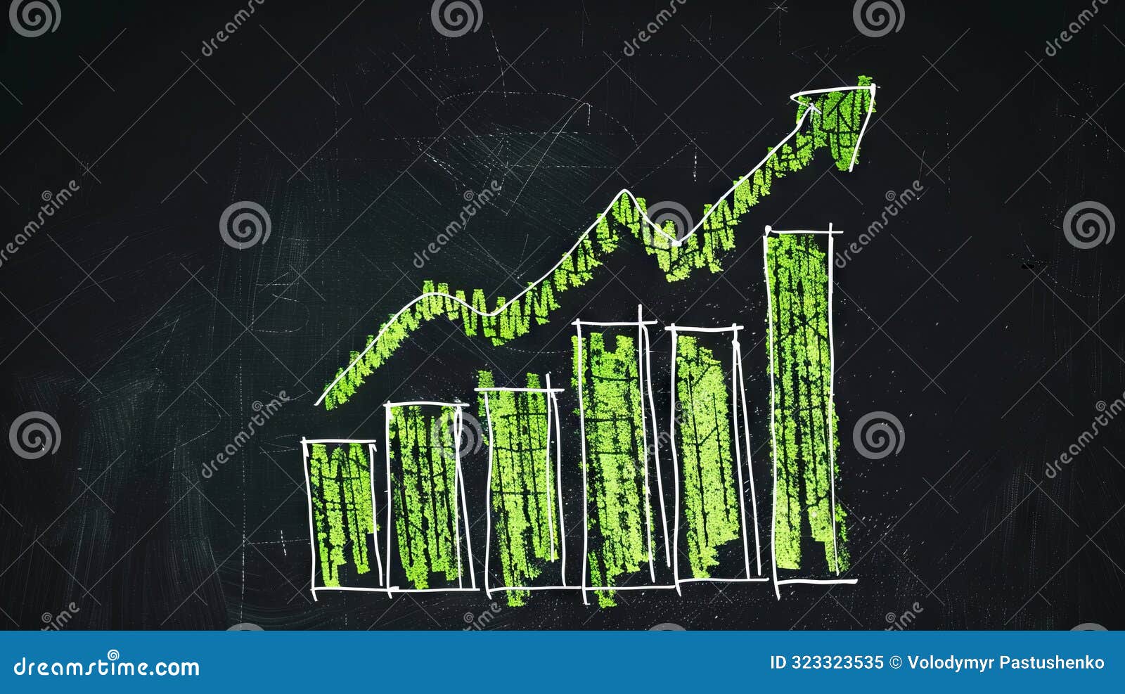 A Graph with Green Lines Drawn on a Blackboard Stock Image - Image of ...