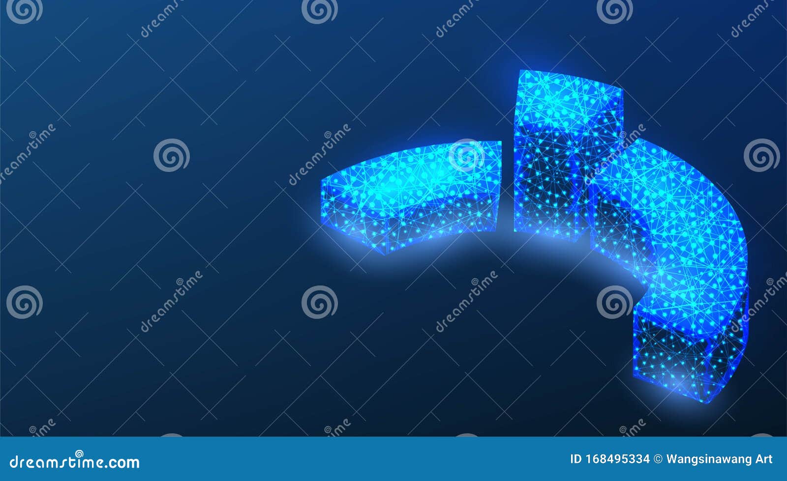 Graph Grows. Isometric Infographic Diagram. .Abstract Low Poly ...