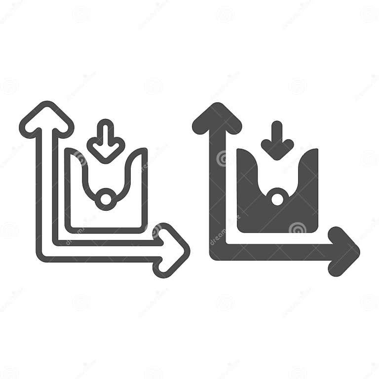 Graph with Growth and Decline Curve, Arrow Down Line and Solid Icon ...