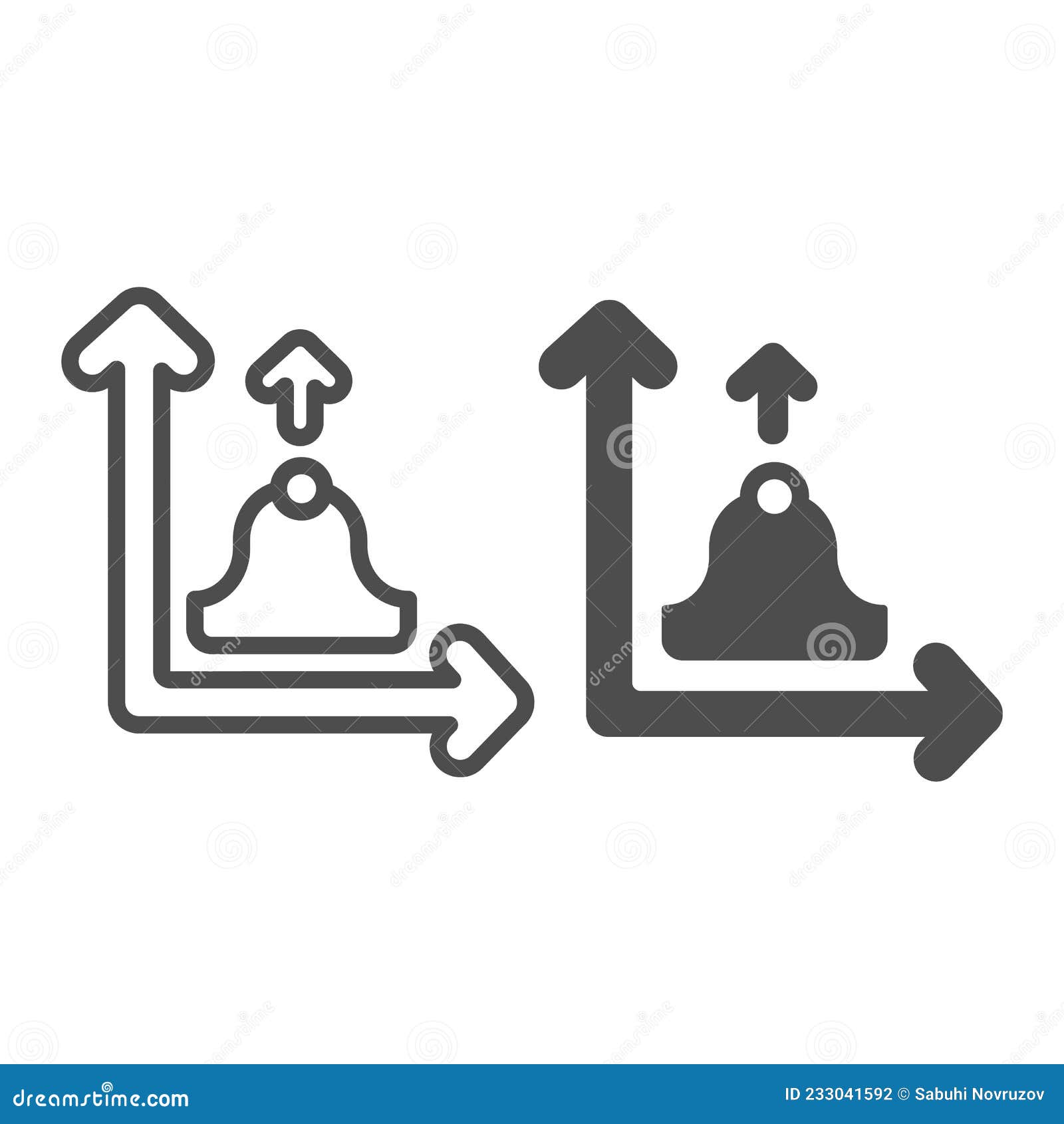 Graph With Growth And Decline Curve, Upward Arrow Line And Solid Icon ...
