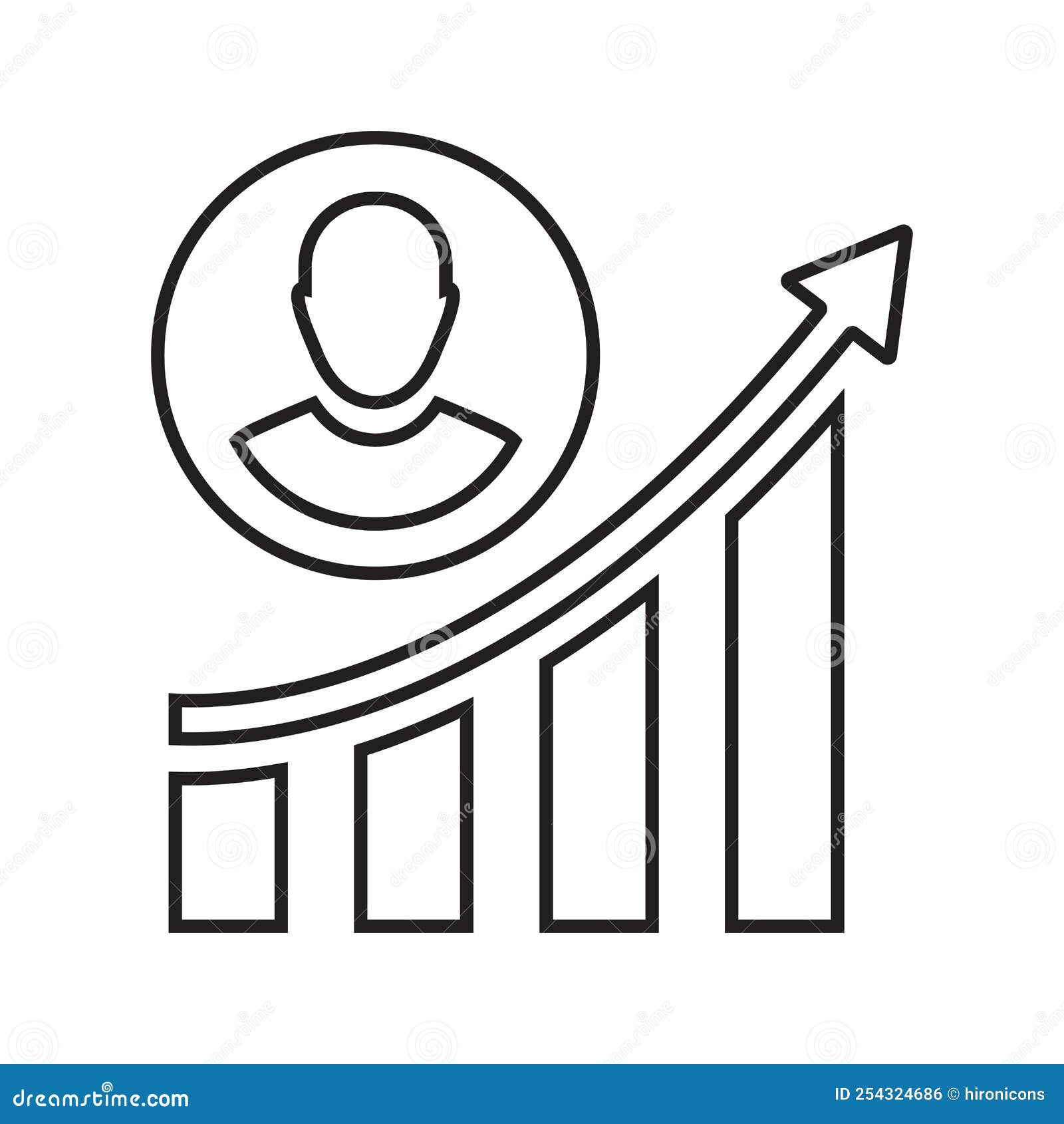 Graph, Growth, Man Outline Icon. Line Art Vector Stock Vector ...