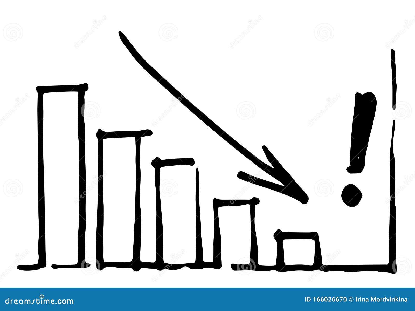 Graph of Growth, Overcoming Crisis and Falling. Hand Drawing. Fragment ...