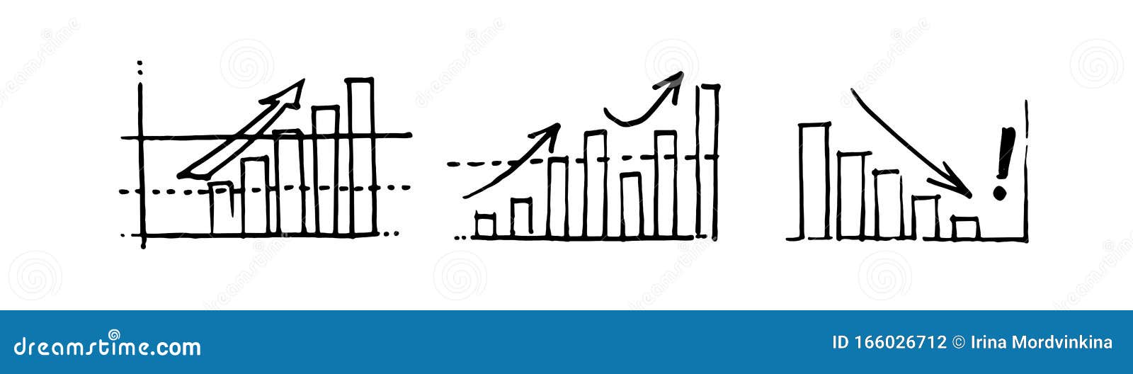 Graph of Growth, Overcoming Crisis and Falling. Hand Drawing. Fragment ...