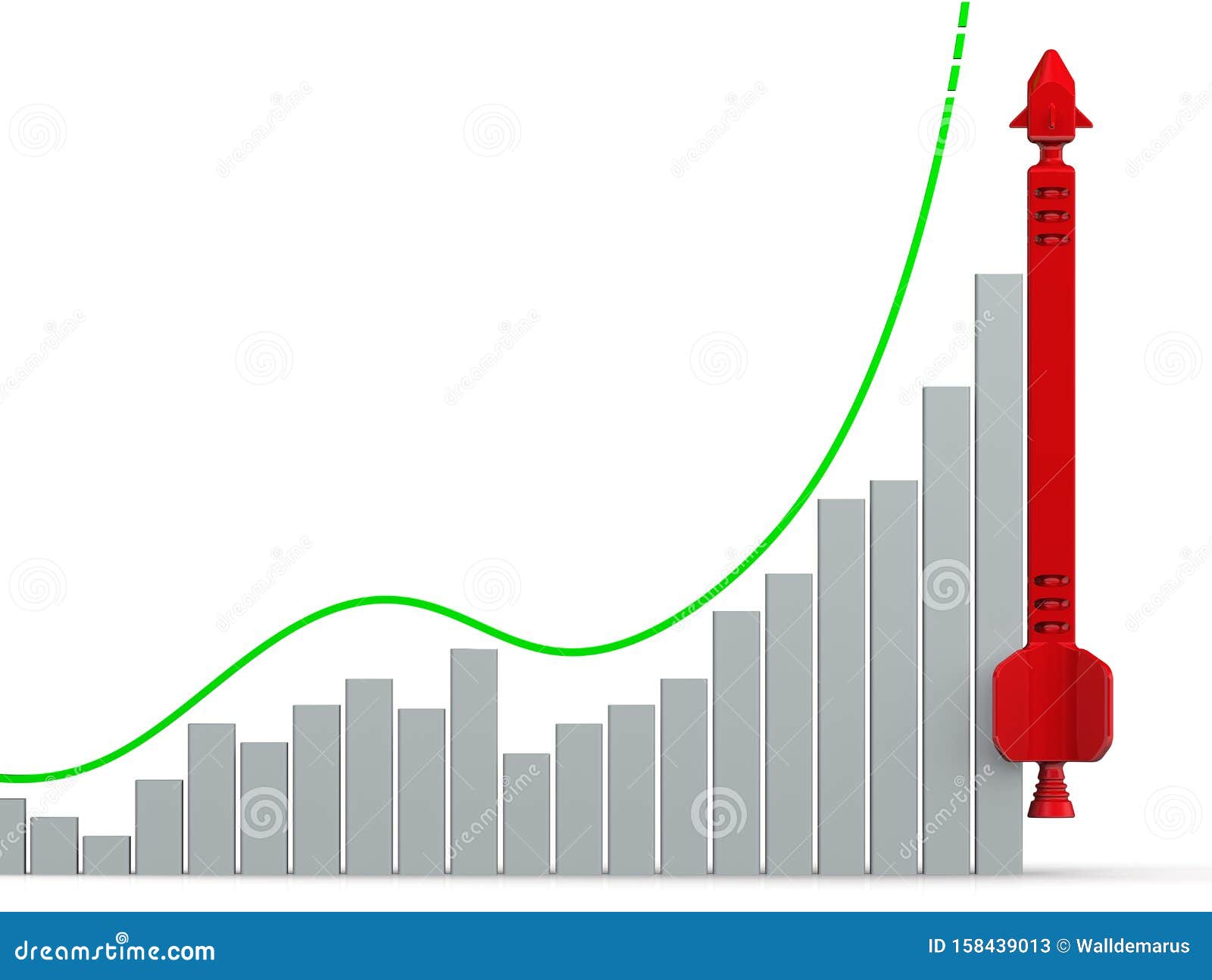 Graph of Growth with Red Rocket Stock Illustration - Illustration of ...