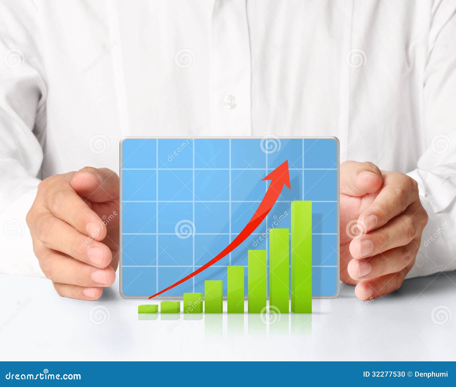 Graph in hand stock illustration. Illustration of income - 32277530