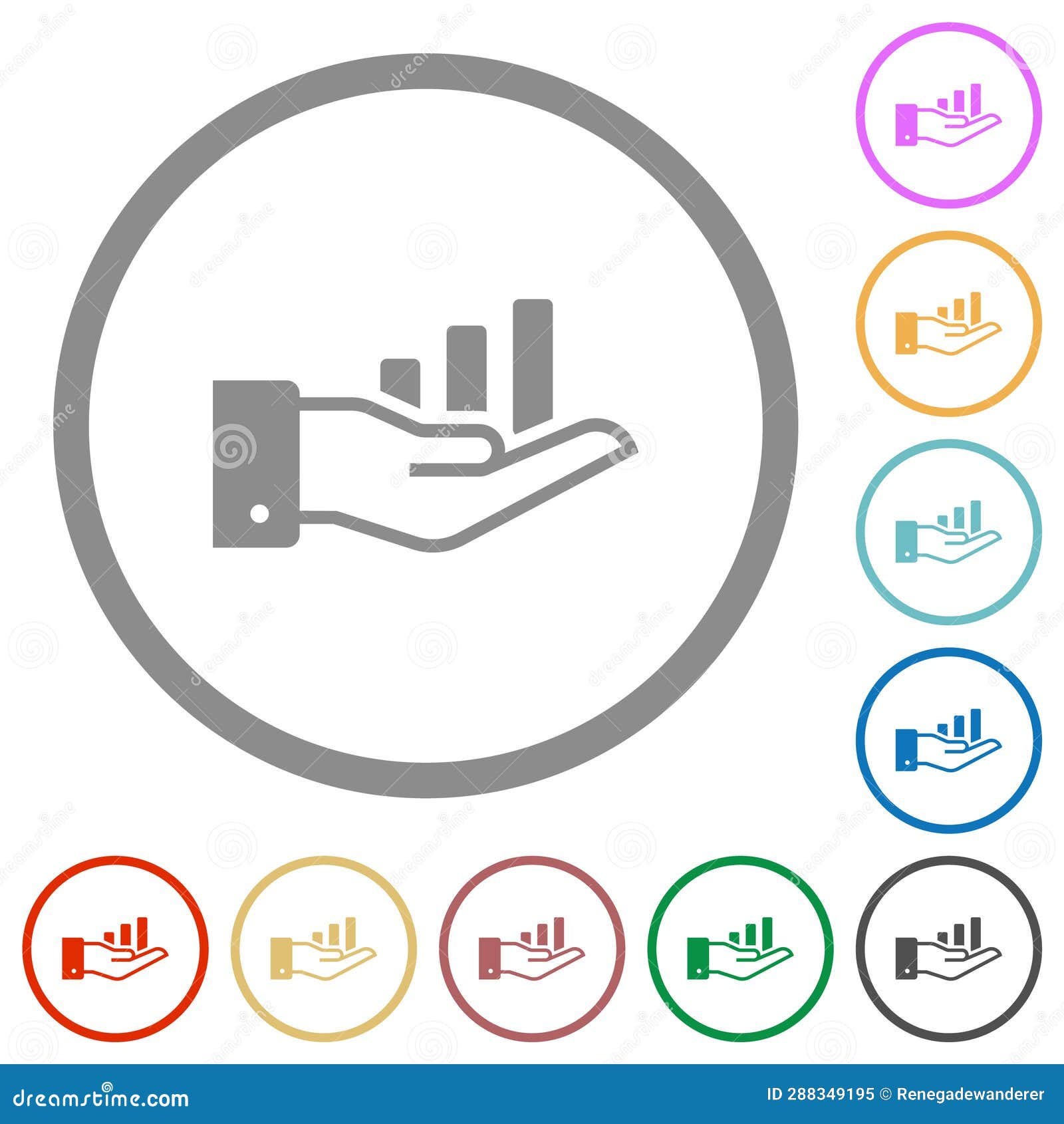 Graph in Hand Flat Icons with Outlines Stock Vector - Illustration of ...