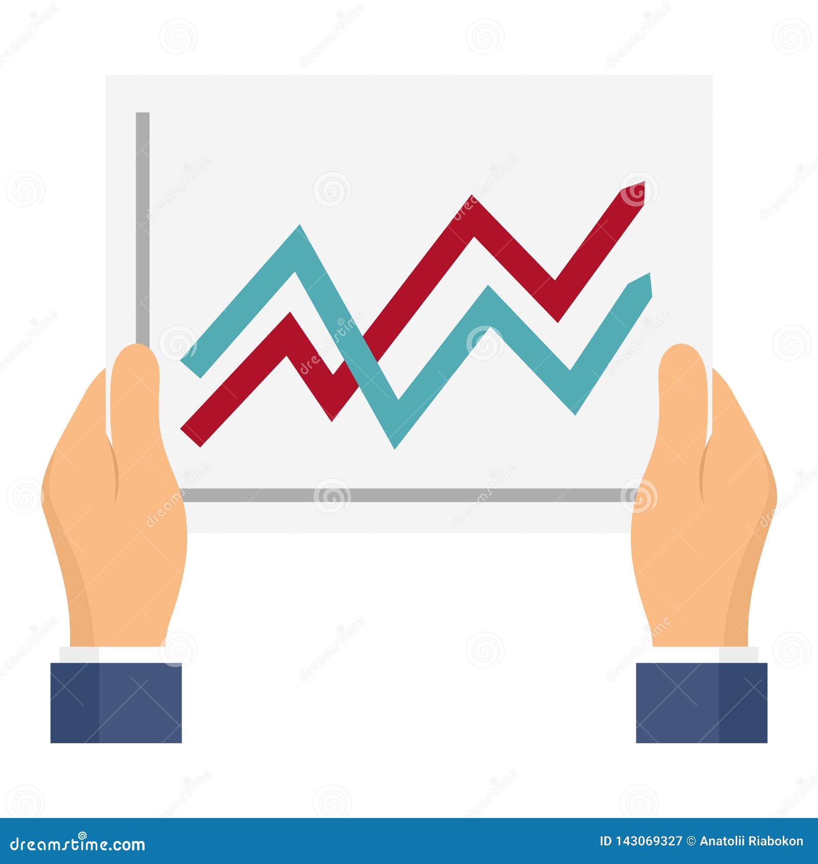 Graph in Hands Icon, Flat Style Stock Vector - Illustration of design ...