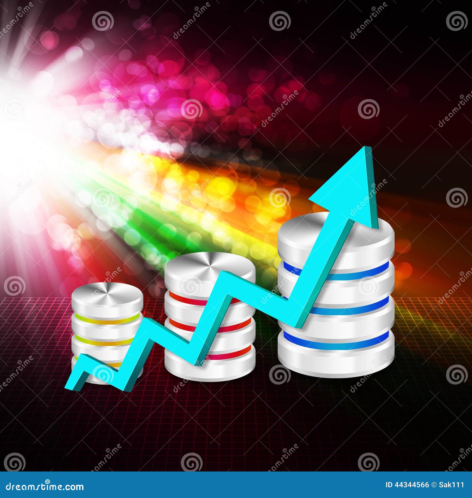 Graph with Hard Disk and Database on Abstract Background Stock ...