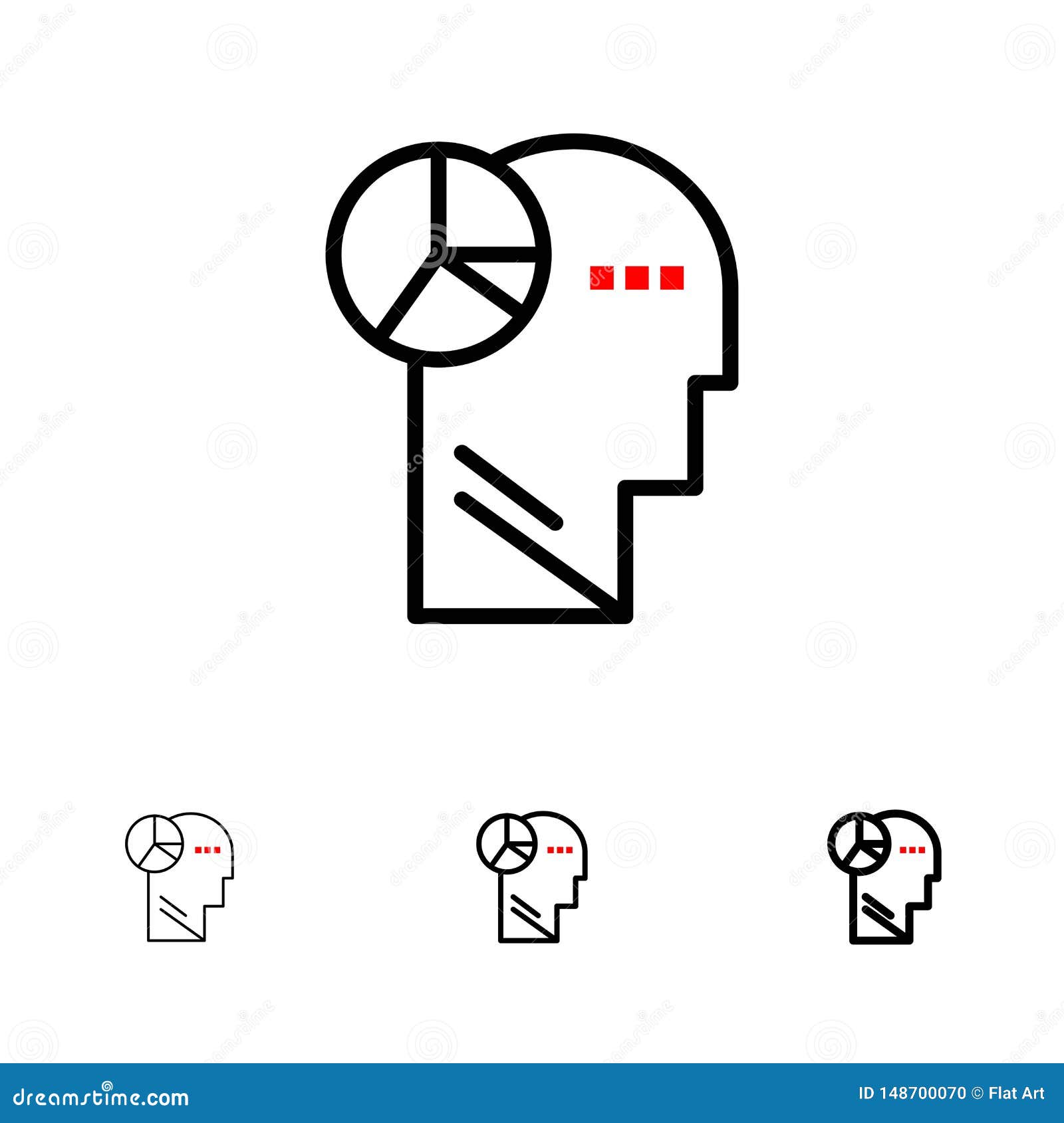 Graph, Head, Mind, Thinking Bold and Thin Black Line Icon Set Stock ...