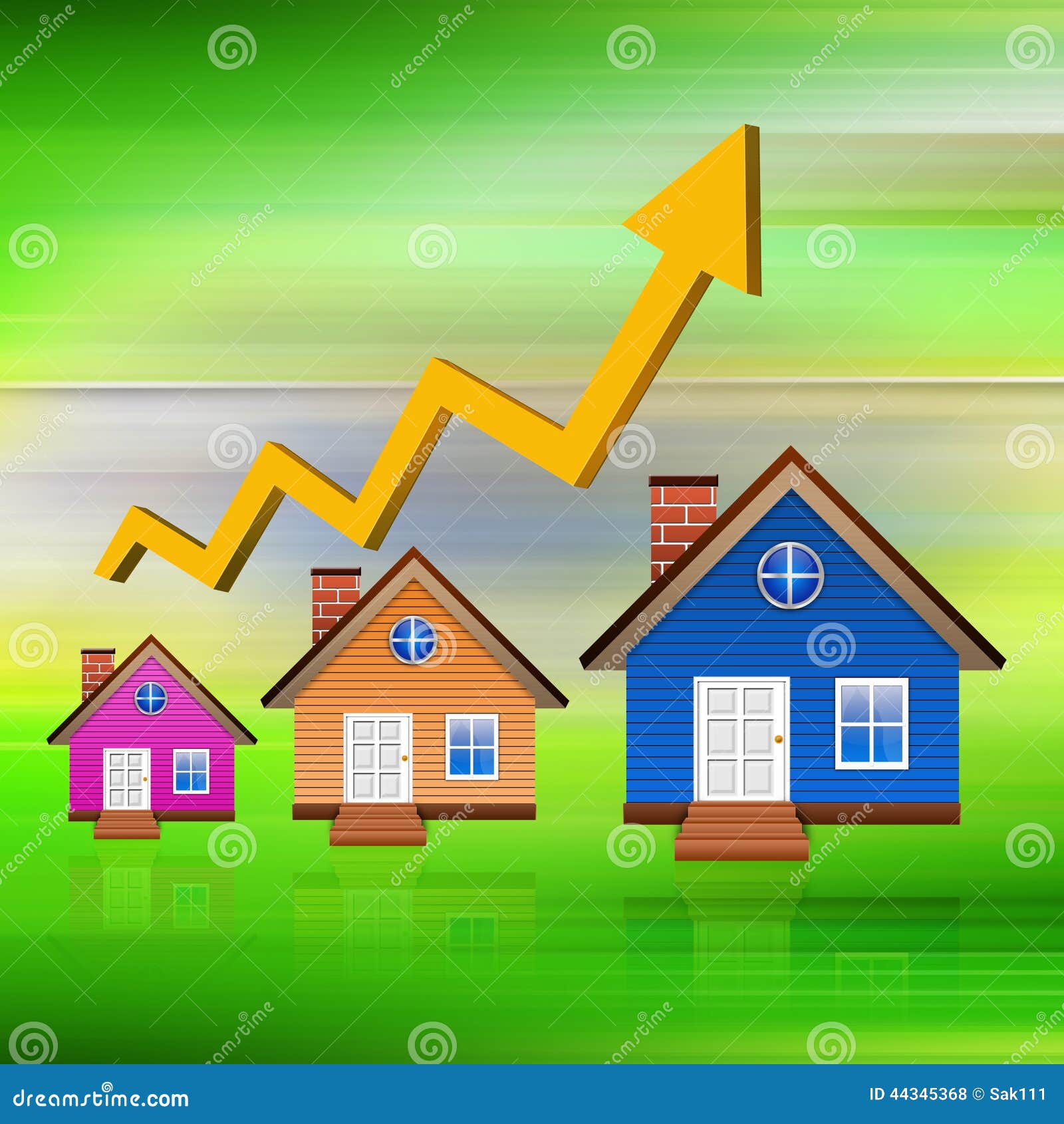 Graph with House on Abstract Background Stock Illustration ...