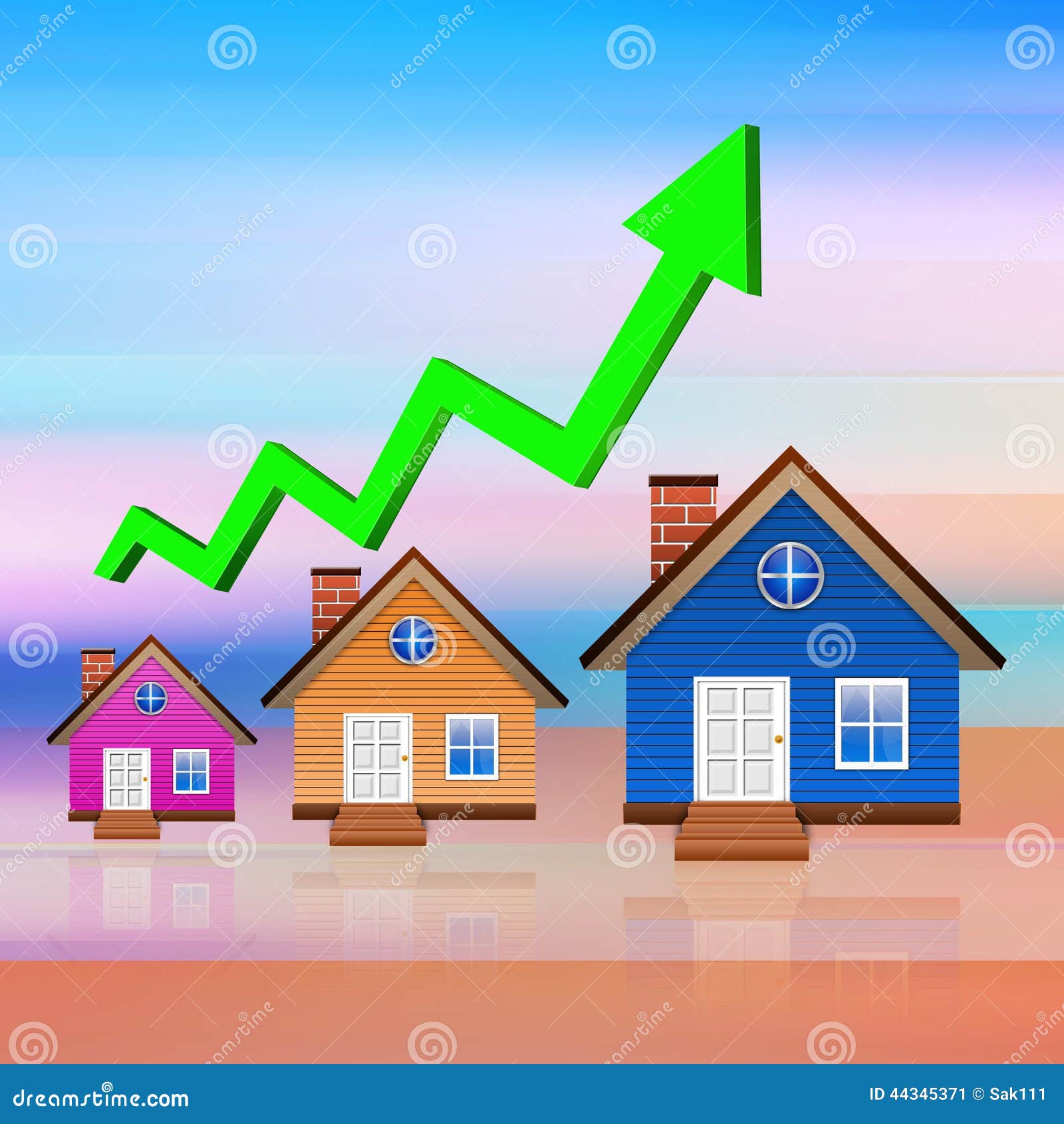Graph with House on Abstract Background Stock Illustration ...