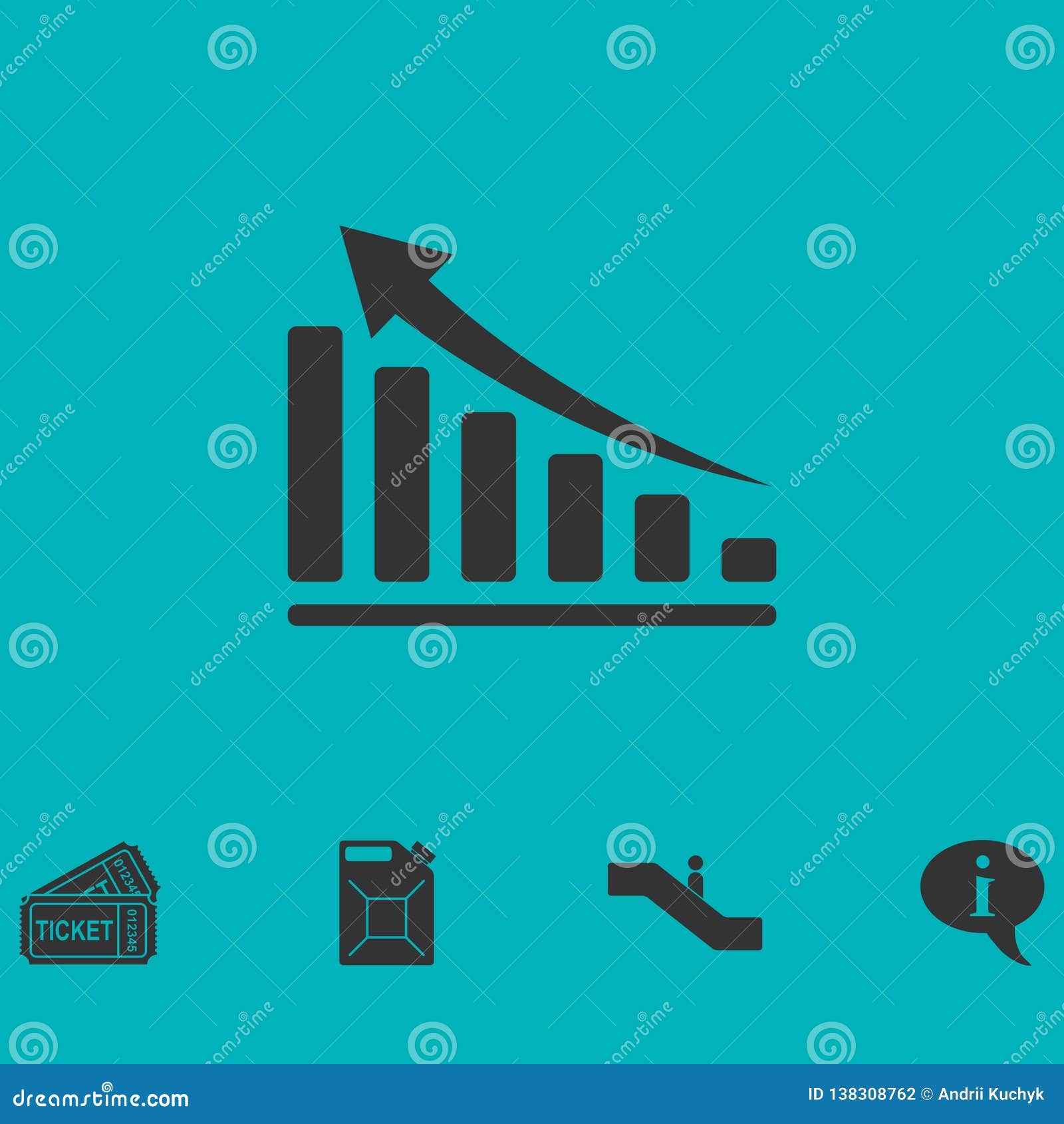 Graph icon flat stock illustration. Illustration of accounting - 138308762