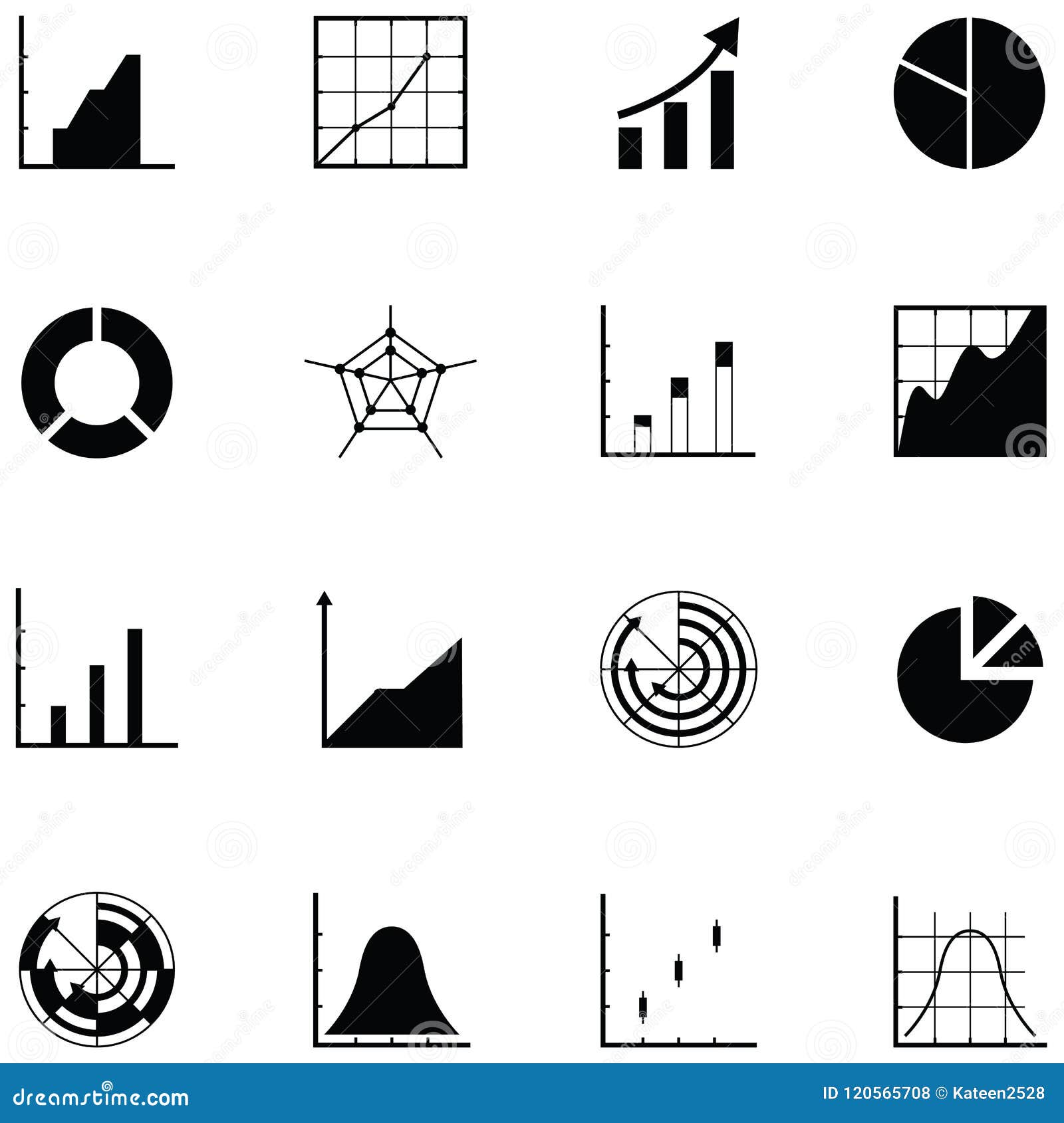 Graph icon set stock vector. Illustration of presentation - 120565708