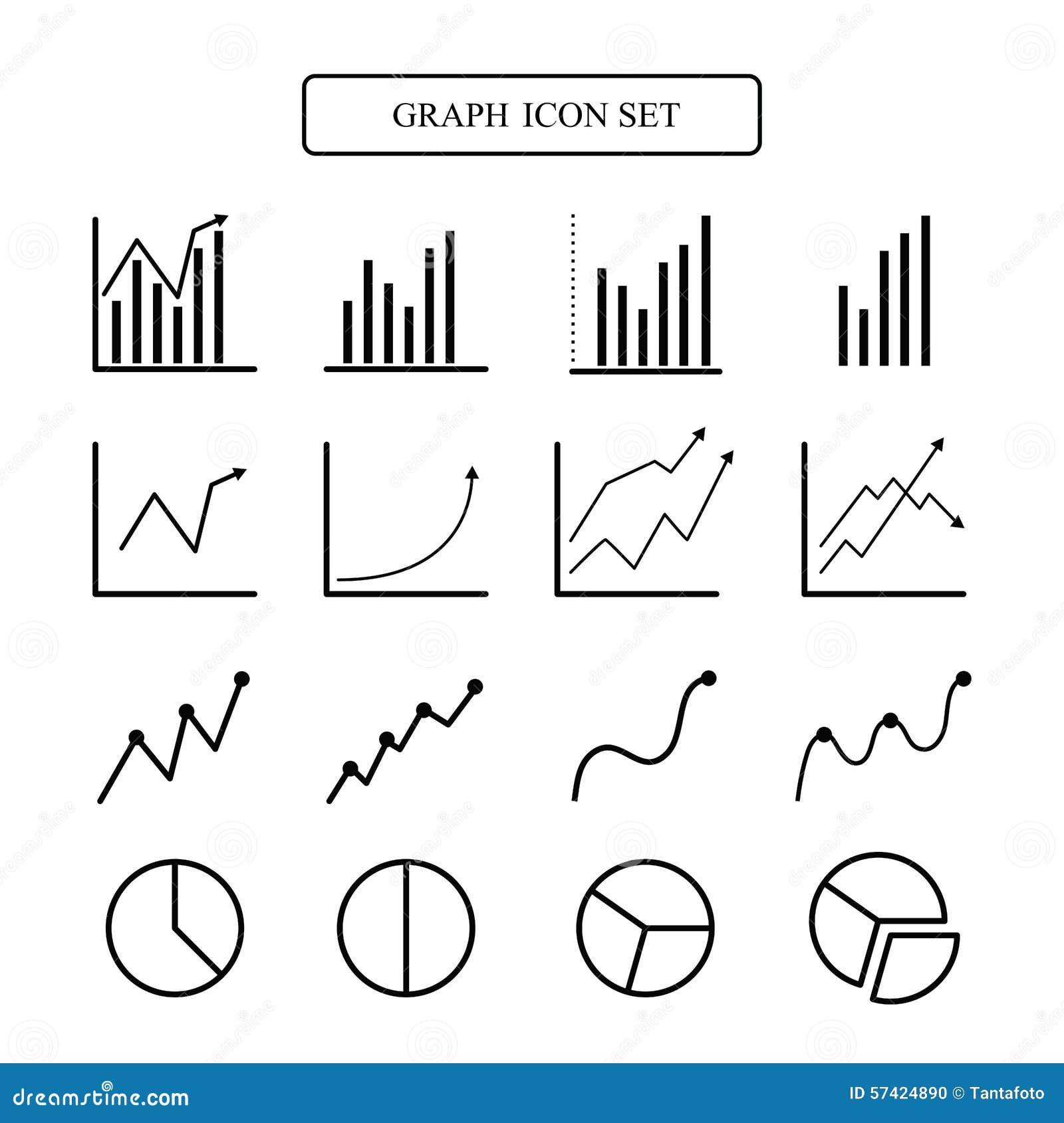 Graph icon set stock vector. Illustration of arrow, manager - 57424890