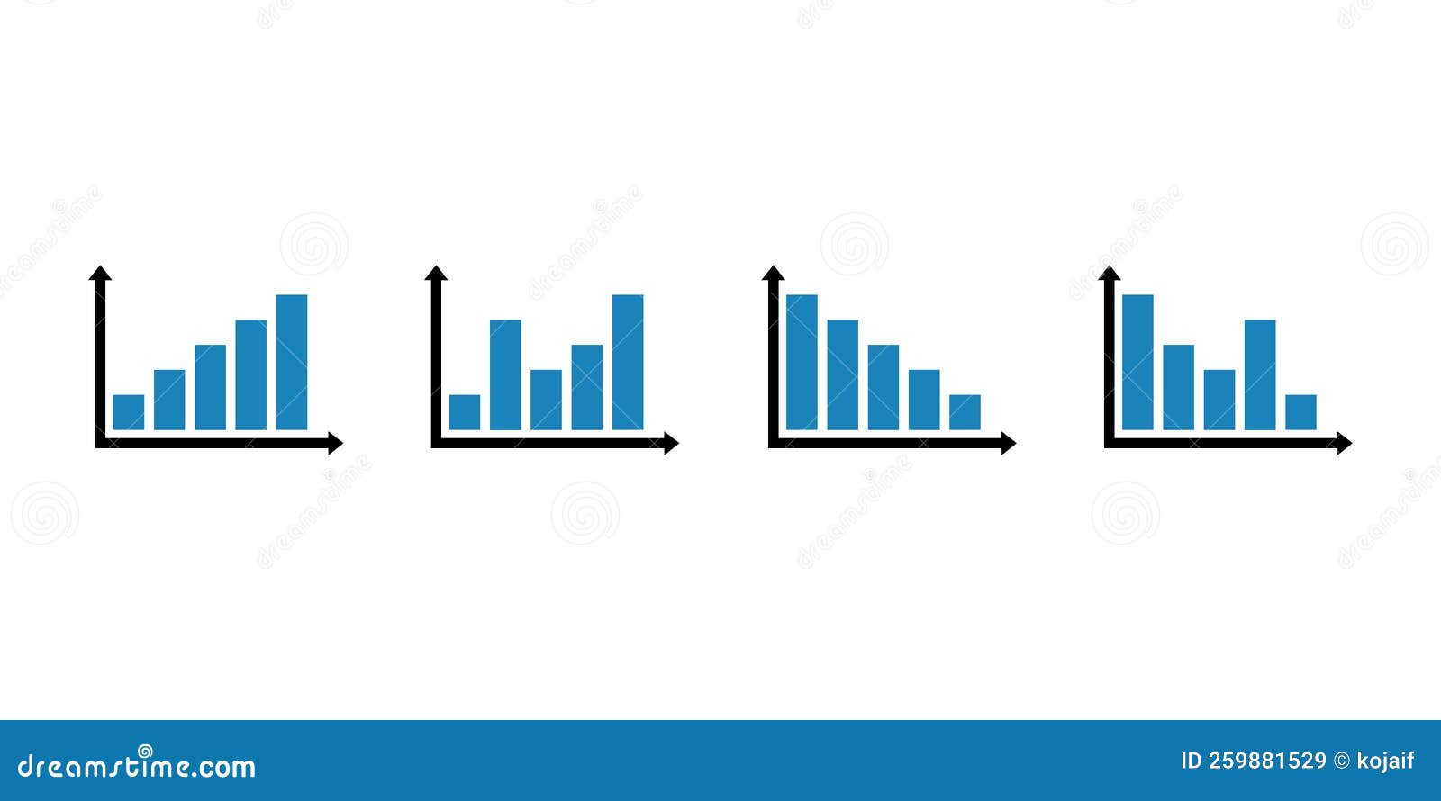 Graph Icon Set Vector Flat Style Isolated on Gray Background. Bar Chart ...