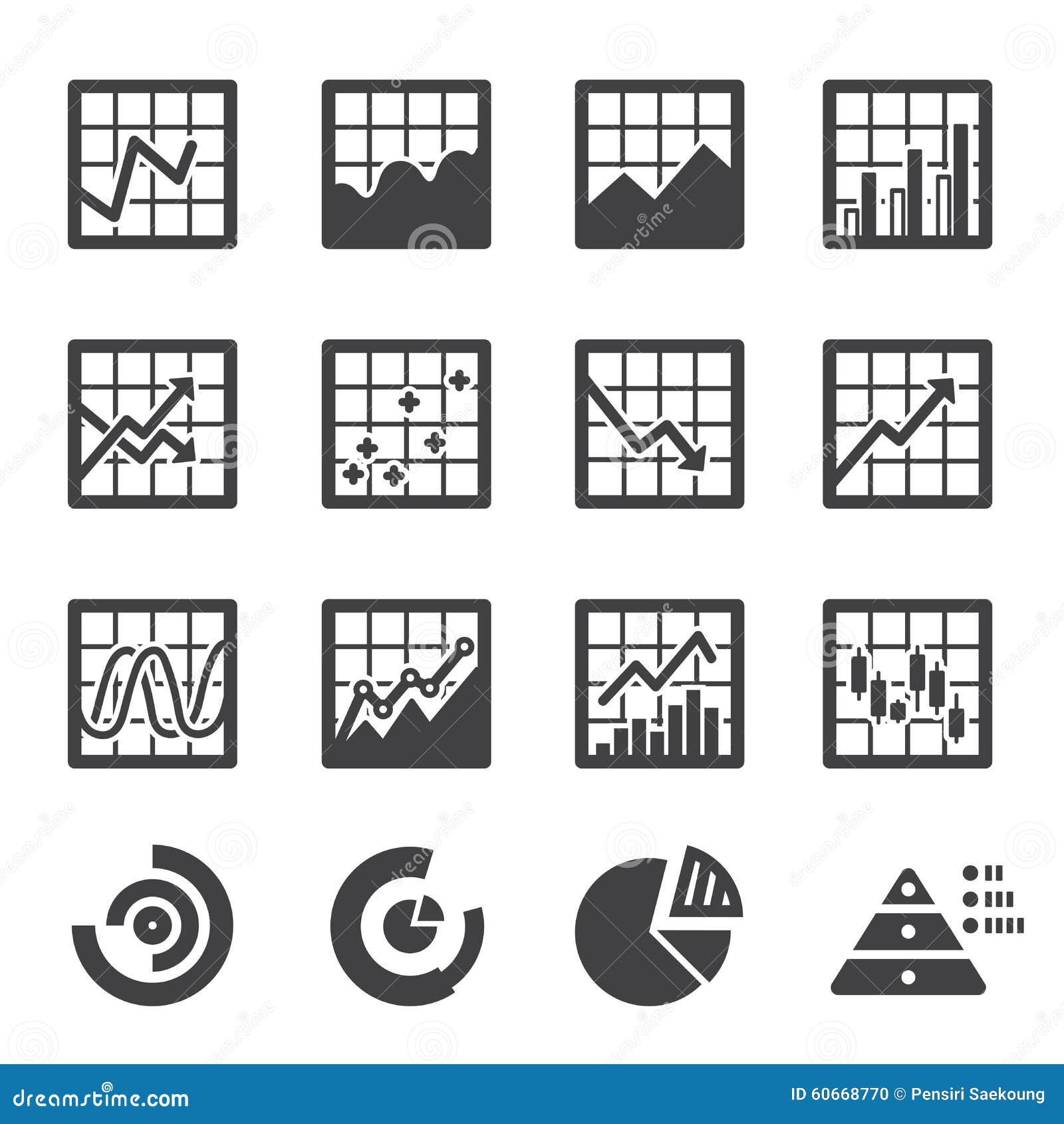 Graph icon set stock vector. Illustration of diagram - 60668770