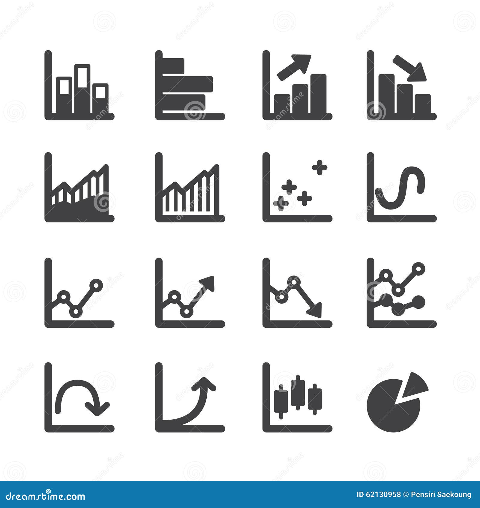 Graph icon set stock vector. Illustration of graphics - 62130958
