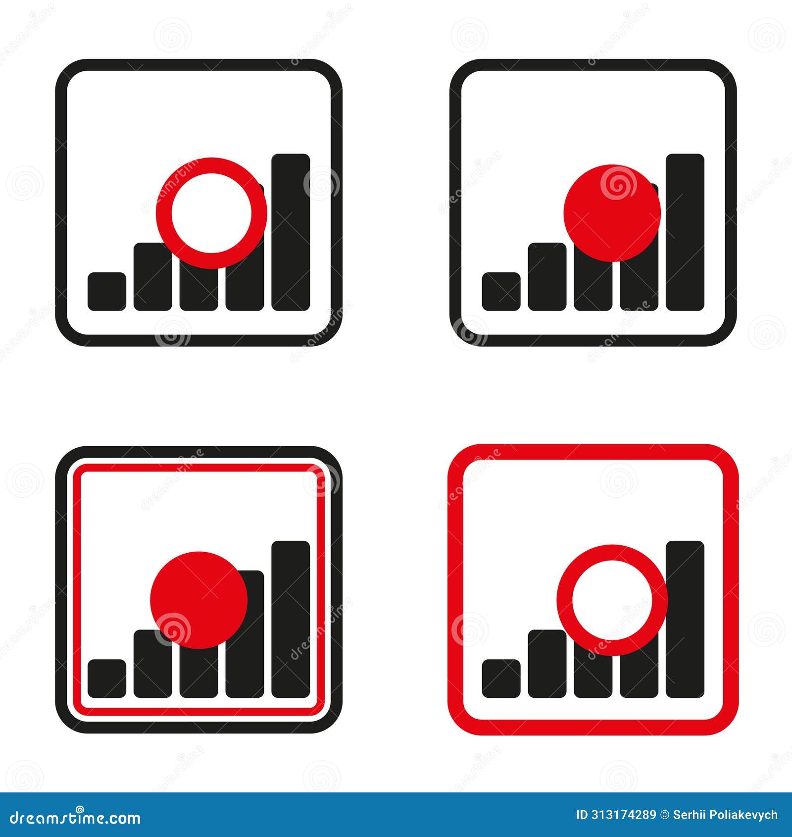 Graph Icons Set with Highlight. Bar Charts Comparison. Data ...