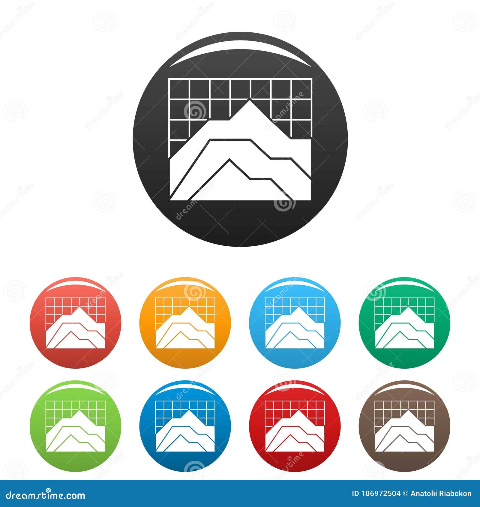 Graph Icons Set Collection Circle Stock Vector - Illustration of growth ...