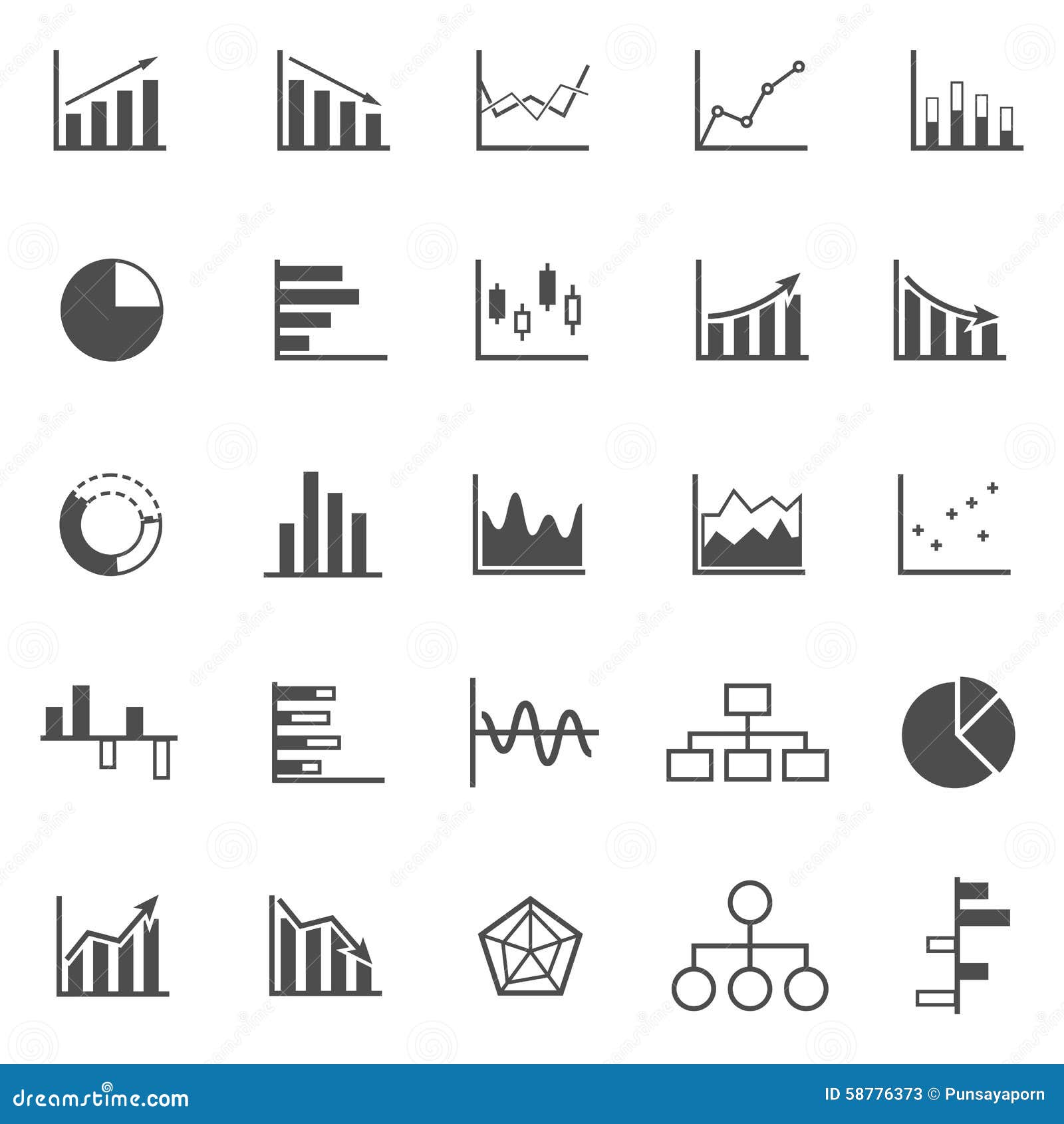 Graph Icons on White Background Stock Vector - Illustration of growth ...