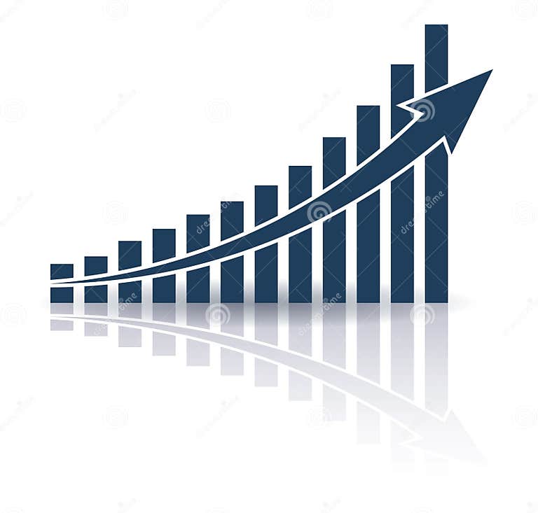 Graph with Increase and Growth Report. Diagram with Rise and Gain ...