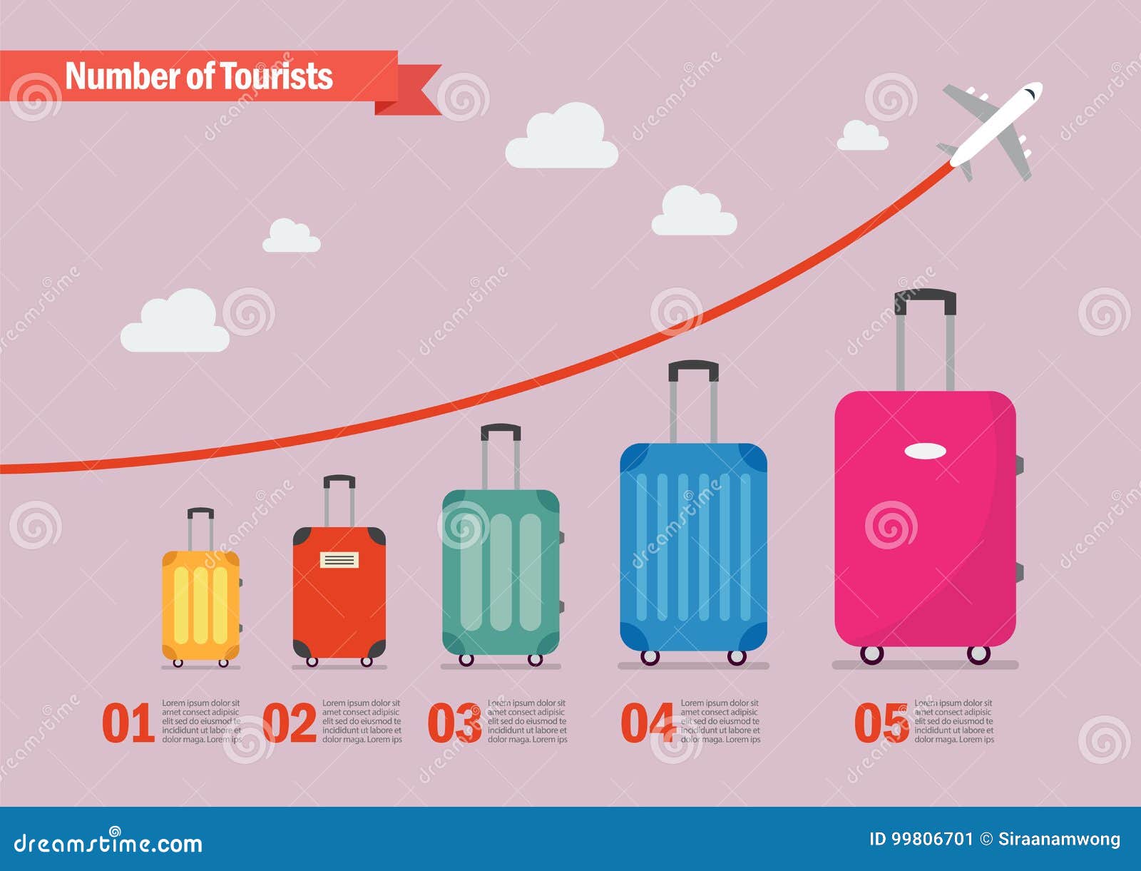 Graph Increase in the Number of Tourists Traveling Infographic Stock ...