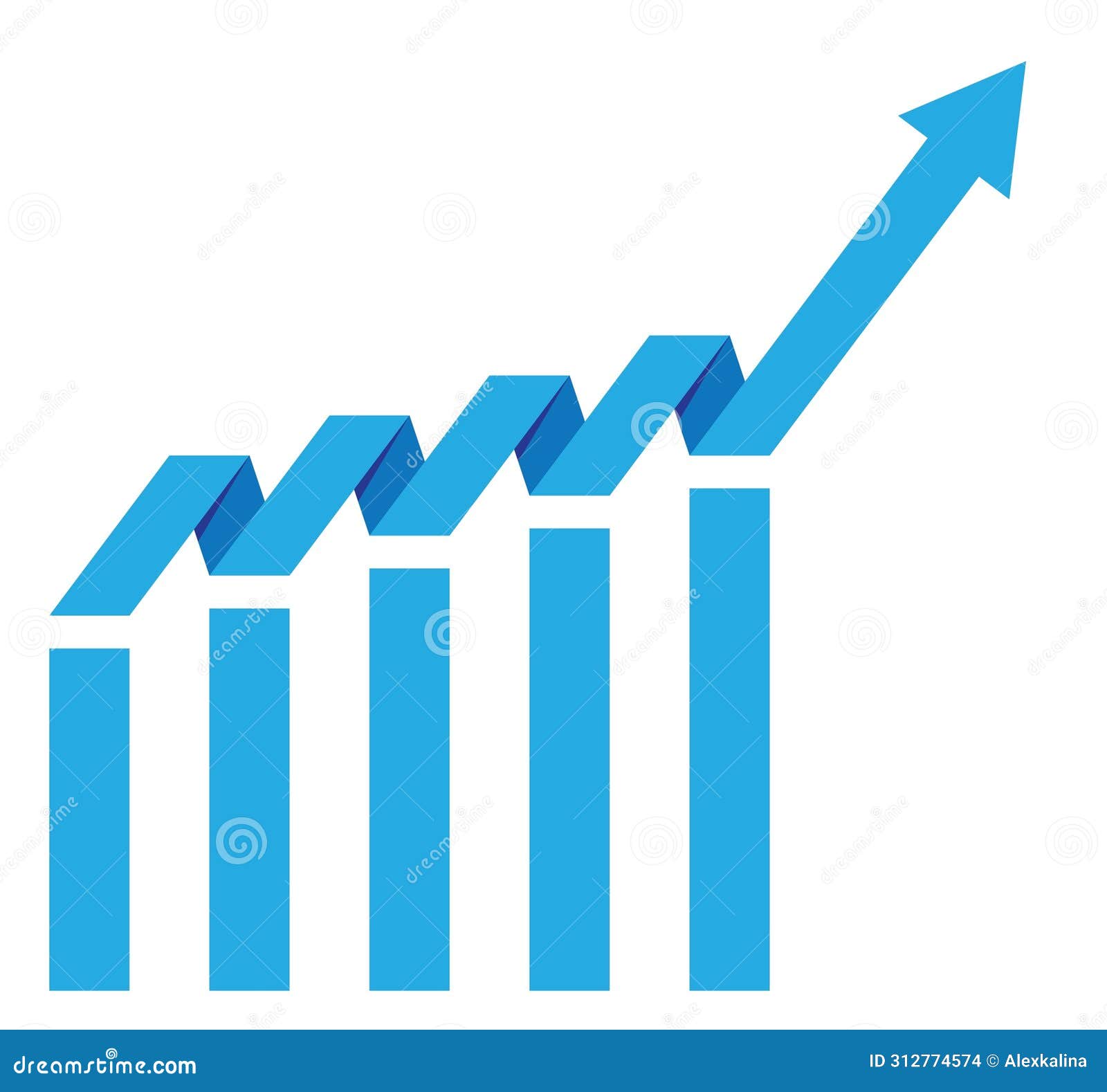 Graph with Increase Report. Bar Diagram with Rise and Gain Progress ...