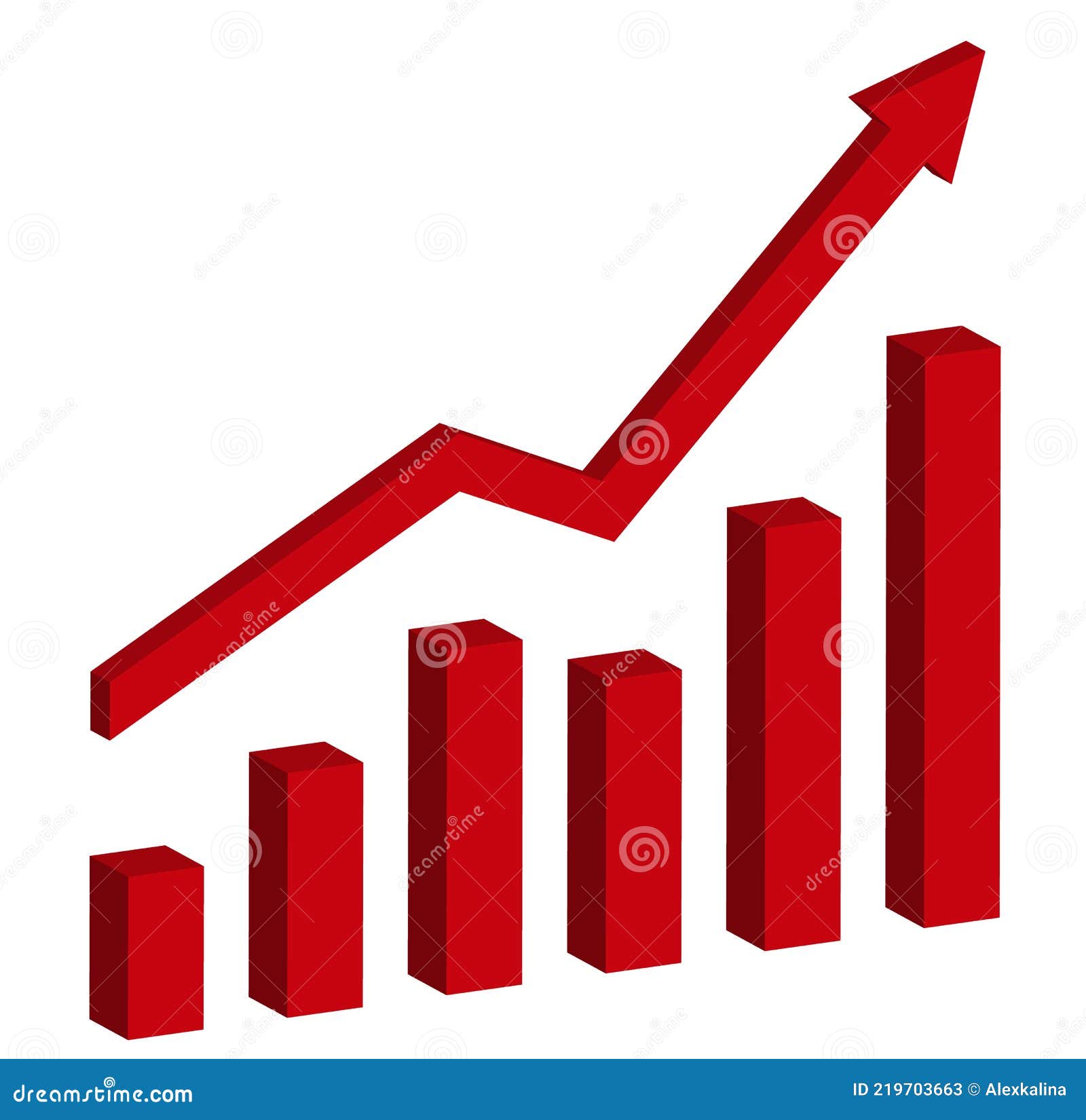 Graph with Increase Report. 3d Diagram with Rise and Gain Progress ...