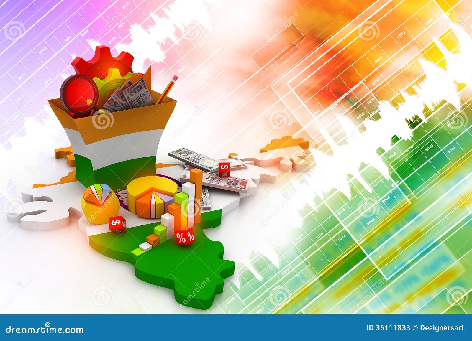 Graph with India map stock illustration. Illustration of improve - 36111833