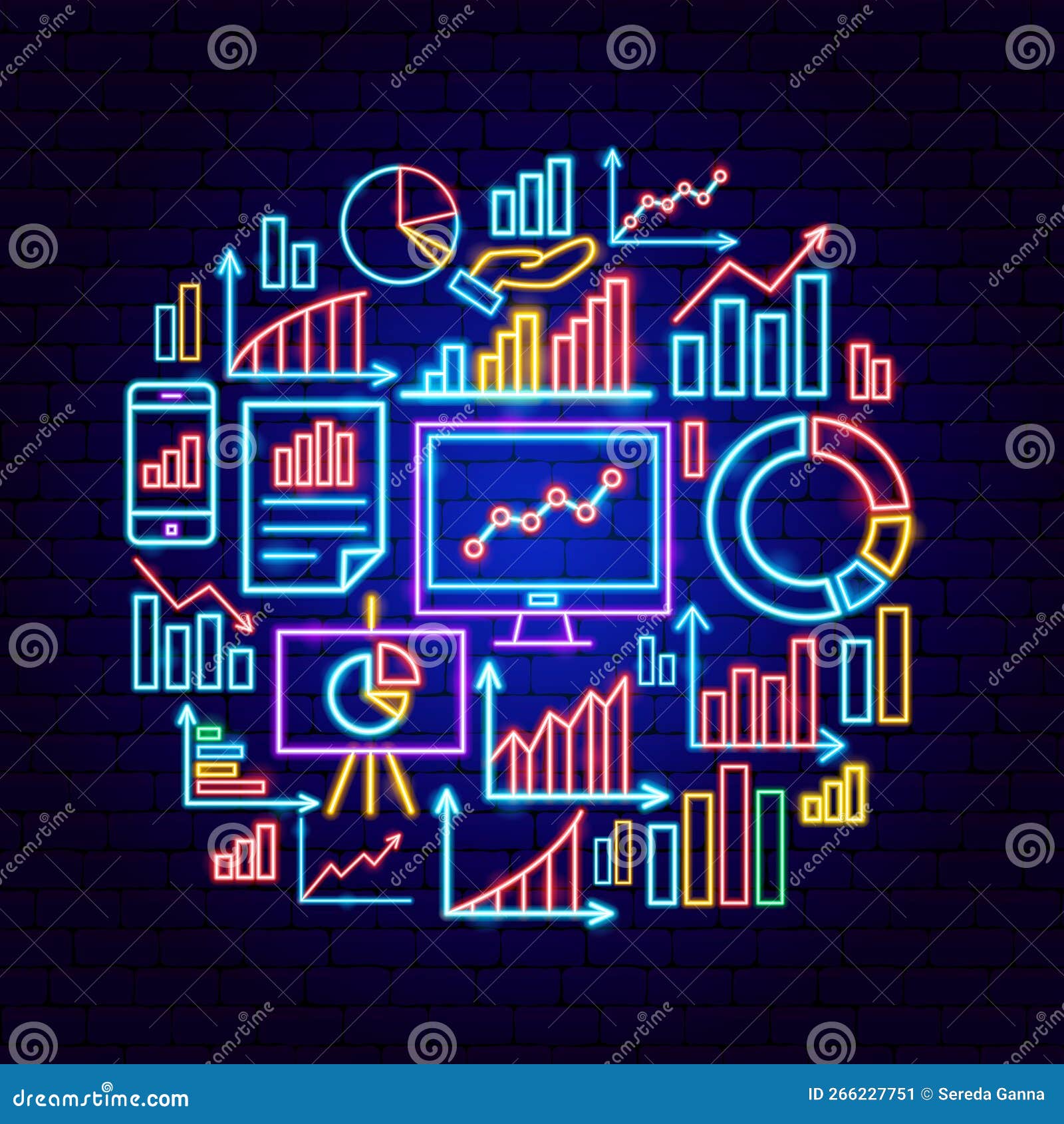 Graph Infographics Neon Concept Stock Vector - Illustration of analysis ...