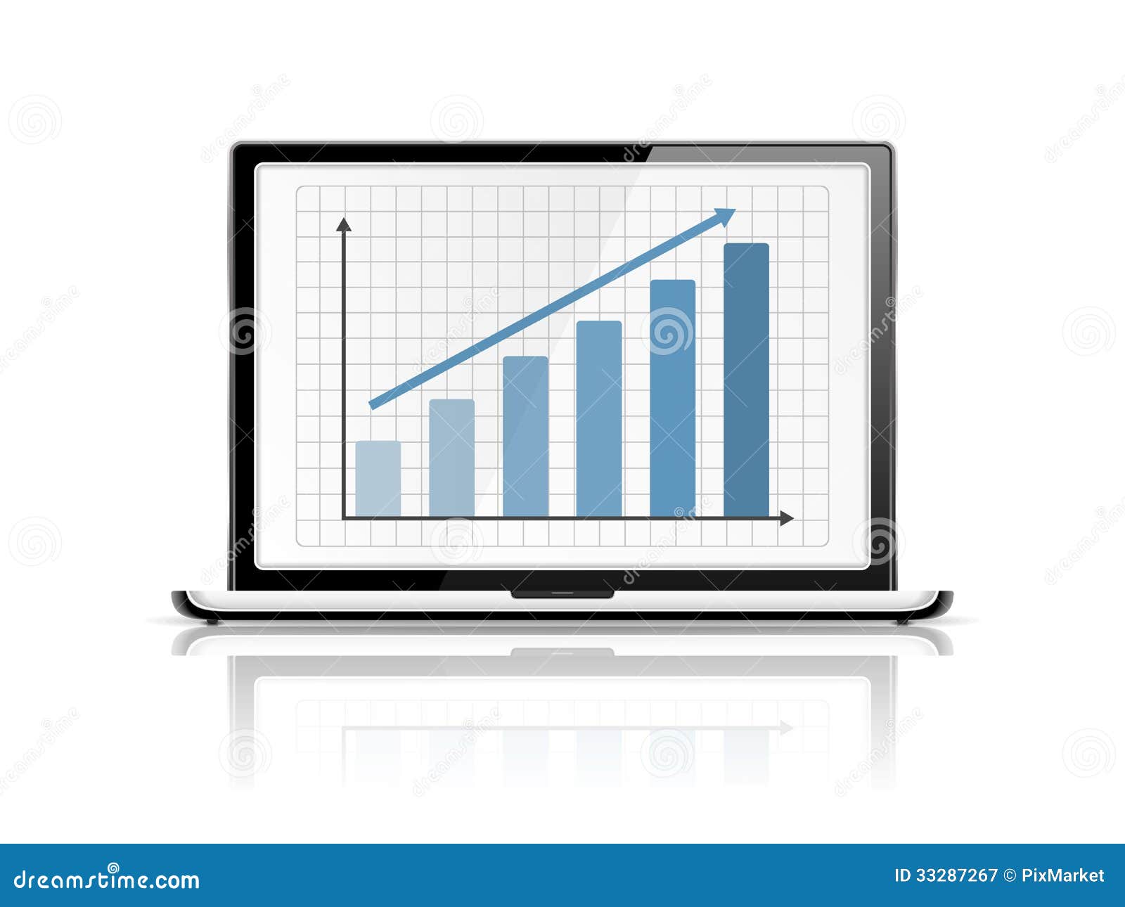 Graph in Laptop stock vector. Illustration of industry - 33287267