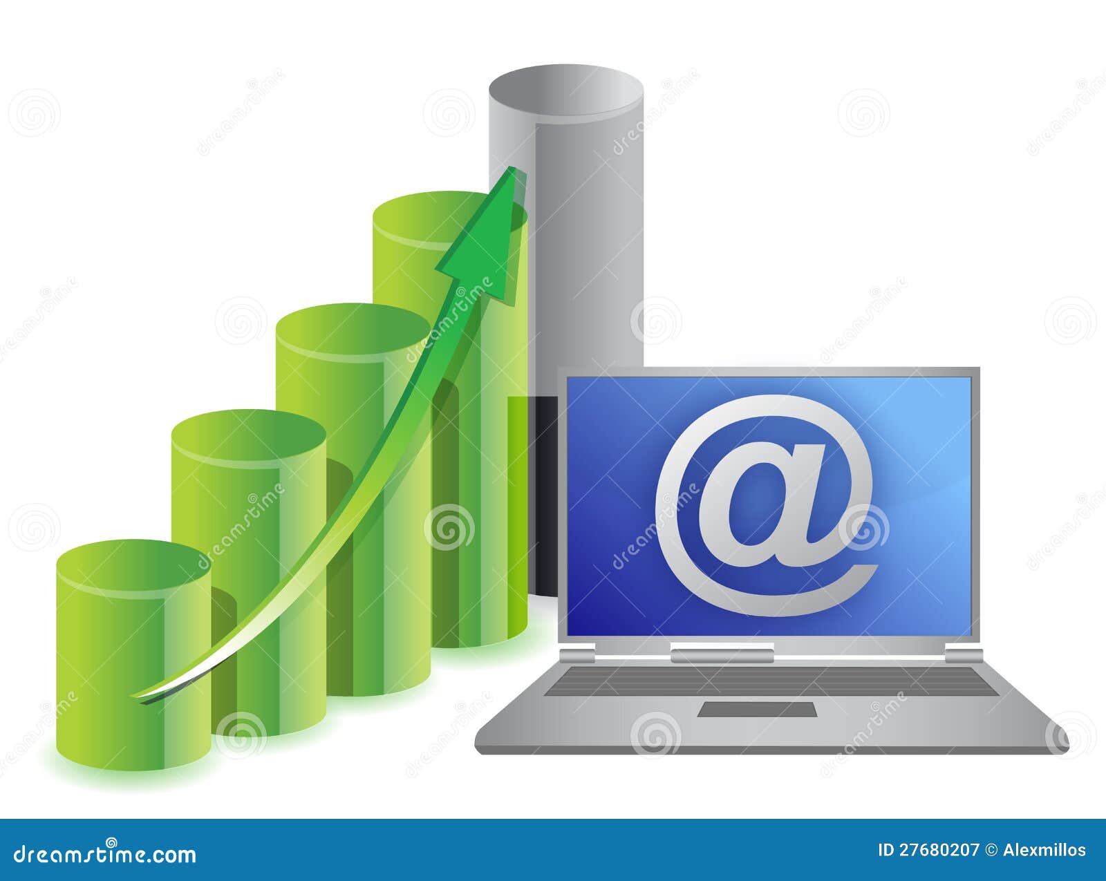 Graph and laptop business stock illustration. Illustration of ...