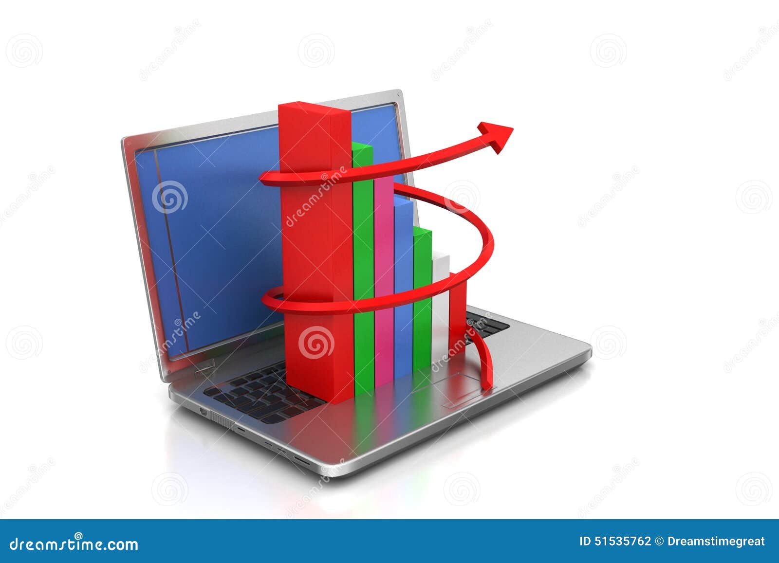 Graph in laptop computer stock illustration. Illustration of conceptual ...