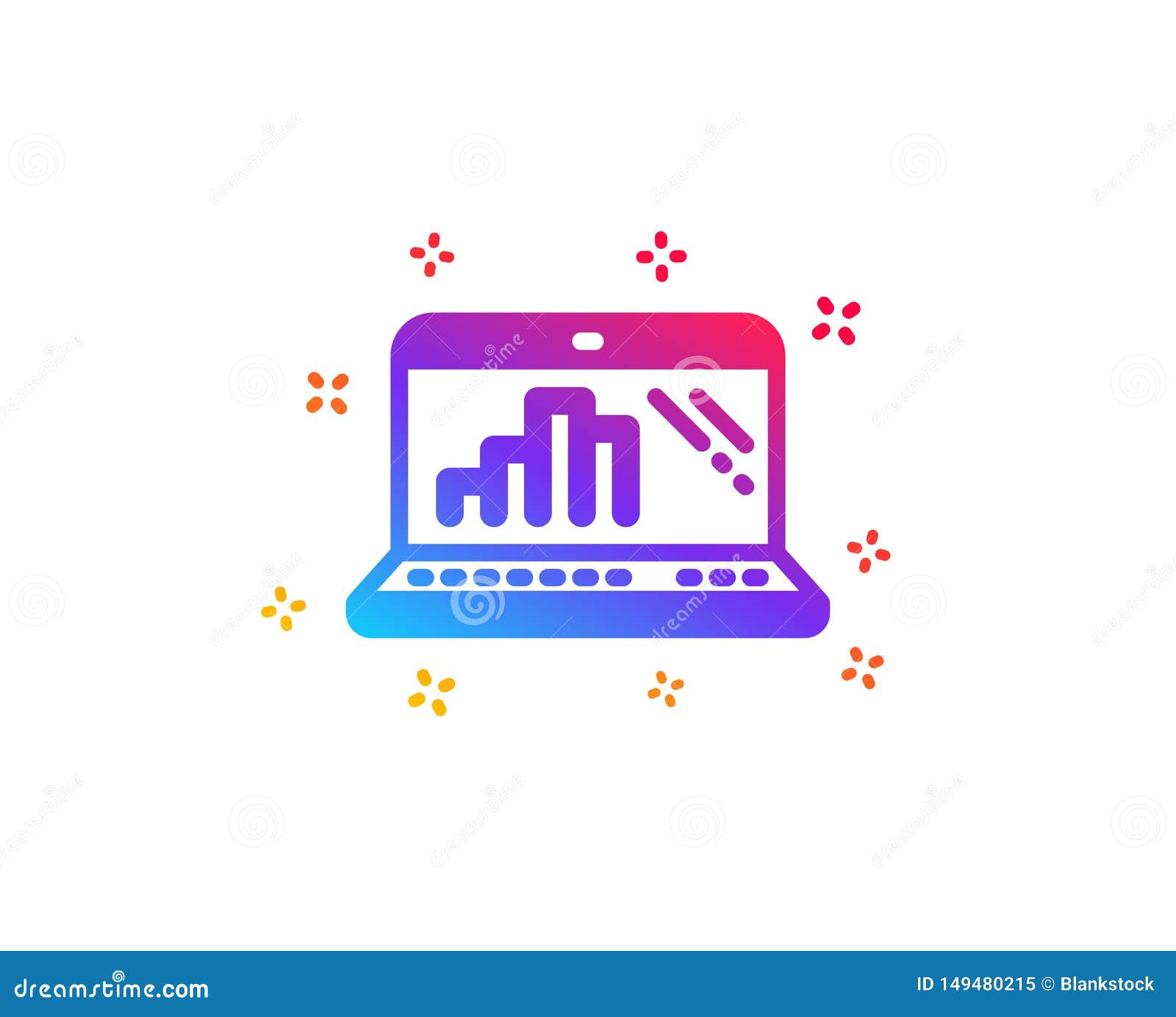 Graph Laptop Icon. Column Chart Sign. Vector Stock Vector ...