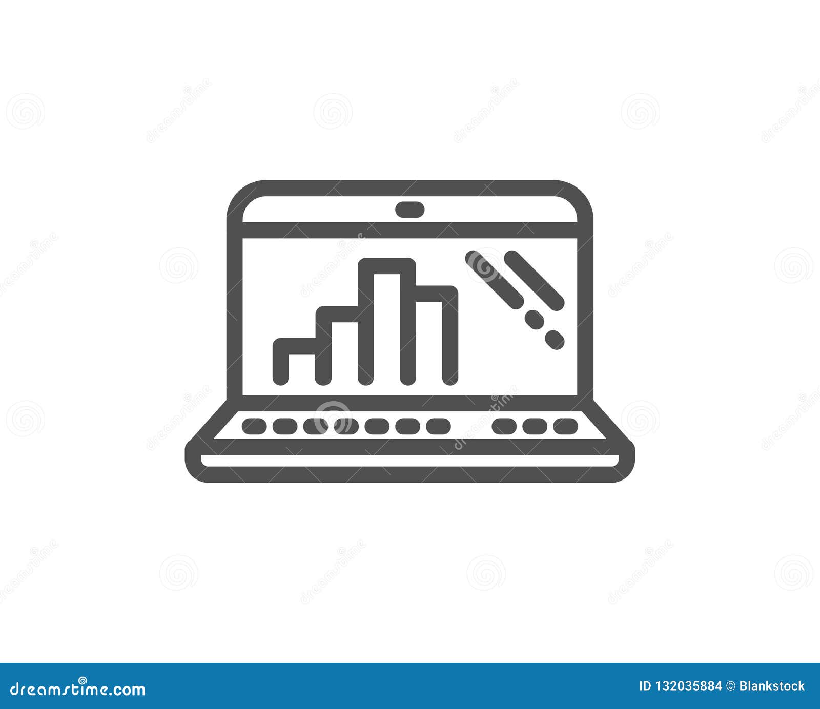 Graph Laptop Line Icon. Column Chart Sign. Vector Stock Vector ...