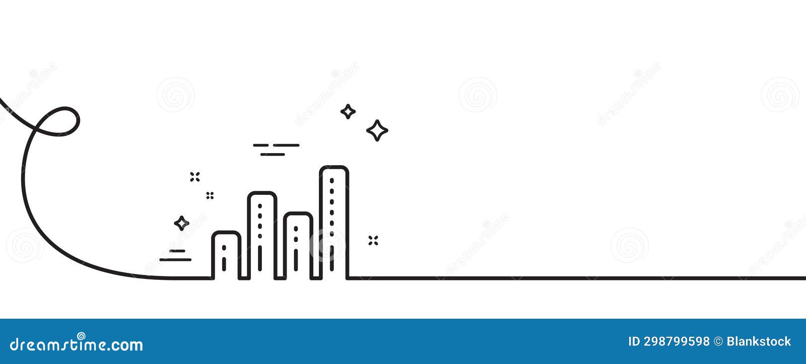 Graph Line Icon Column Chart Sign Continuous Line With Curl Vector