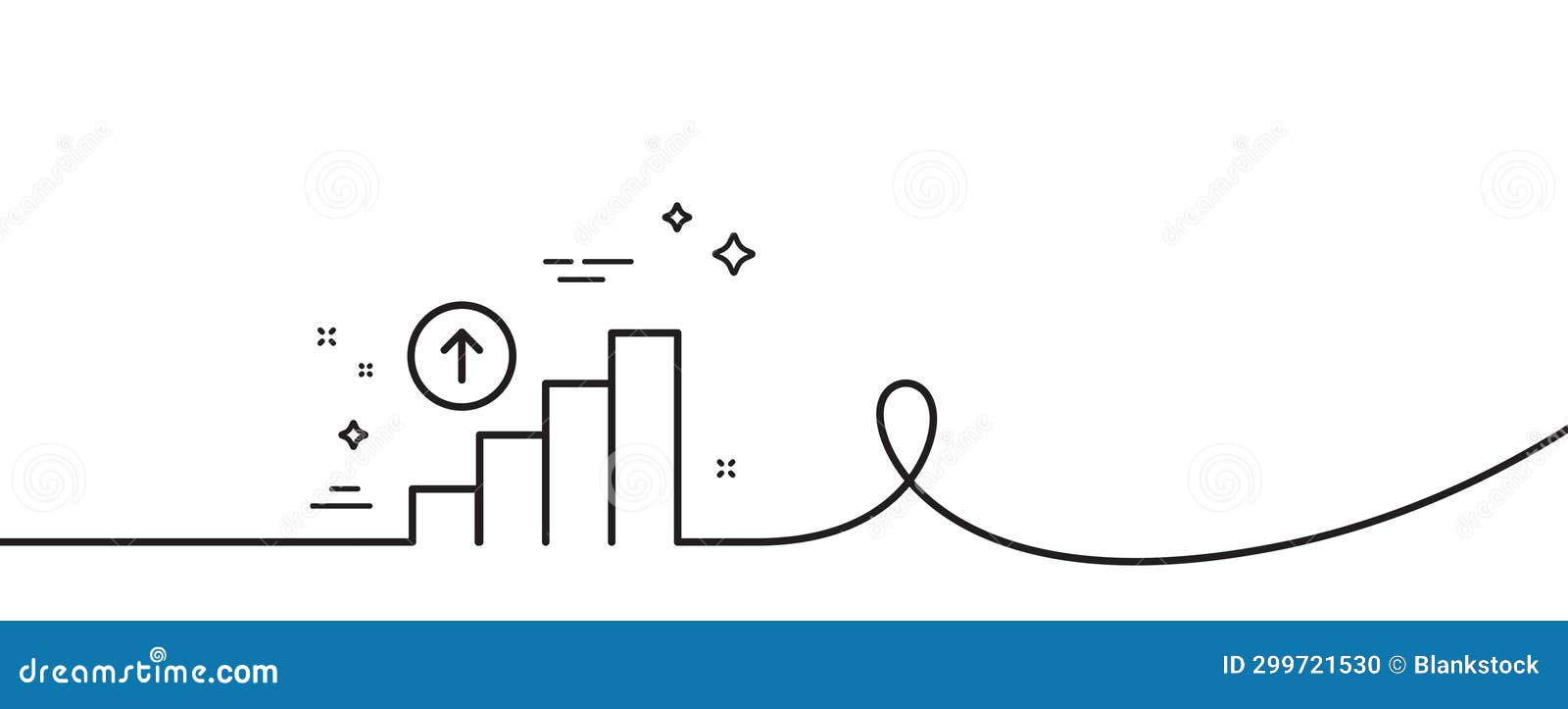 Graph Line Icon. Column Chart Sign. Continuous Line with Curl. Vector ...