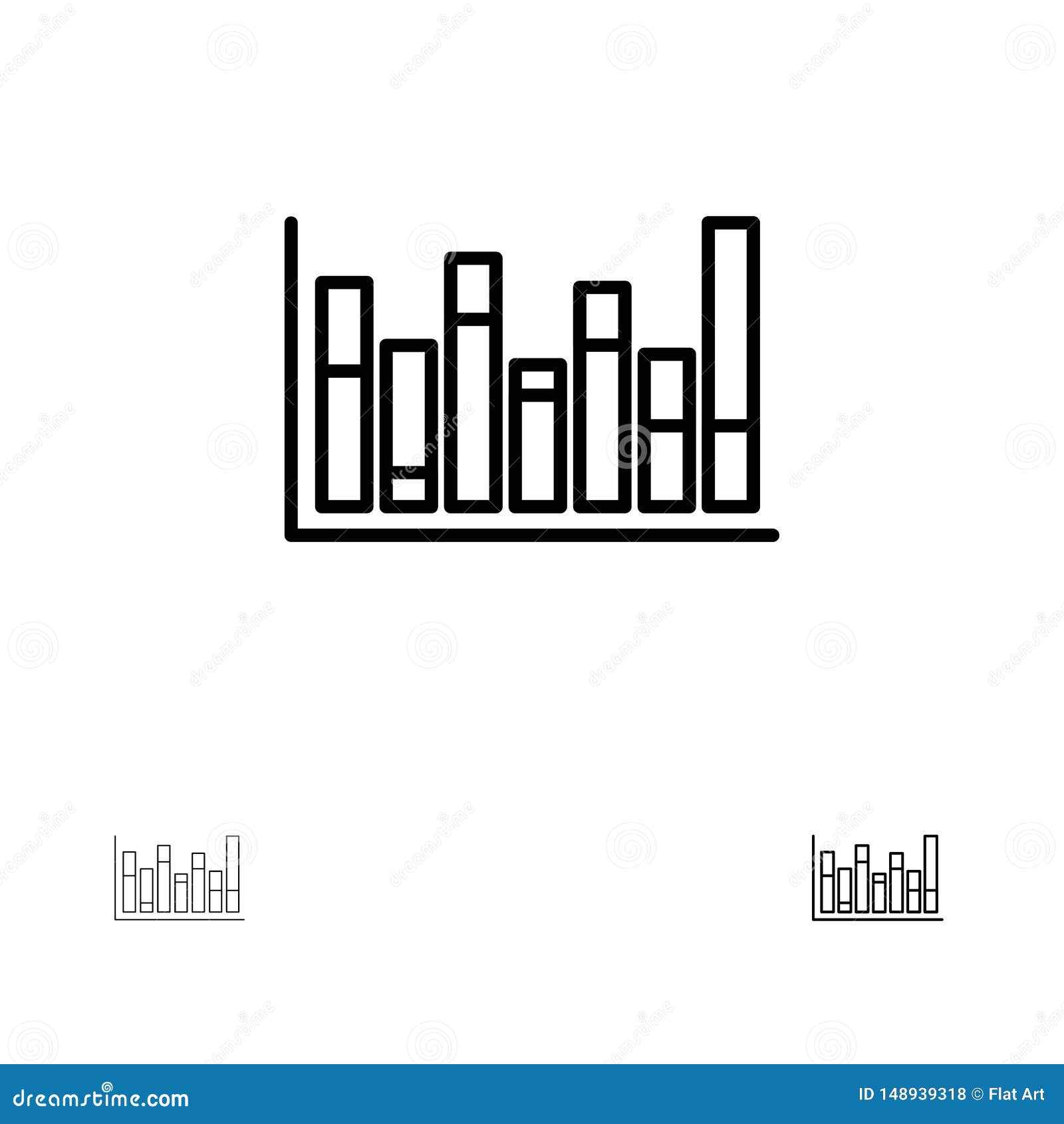 Graph, Line, Up, Down, Bold and Thin Black Line Icon Set Stock Vector ...