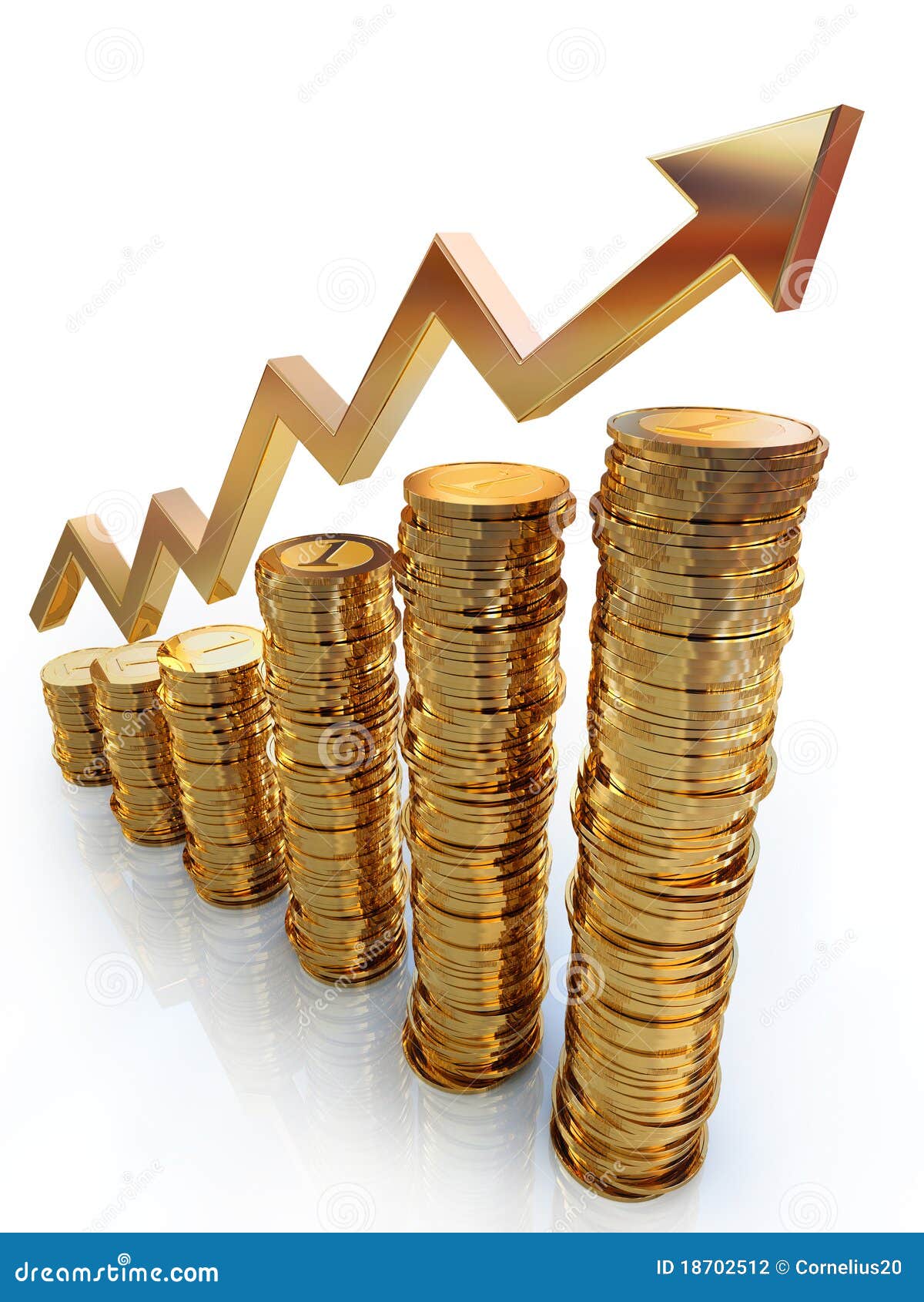 Graph made of golden coins stock illustration. Illustration of money ...