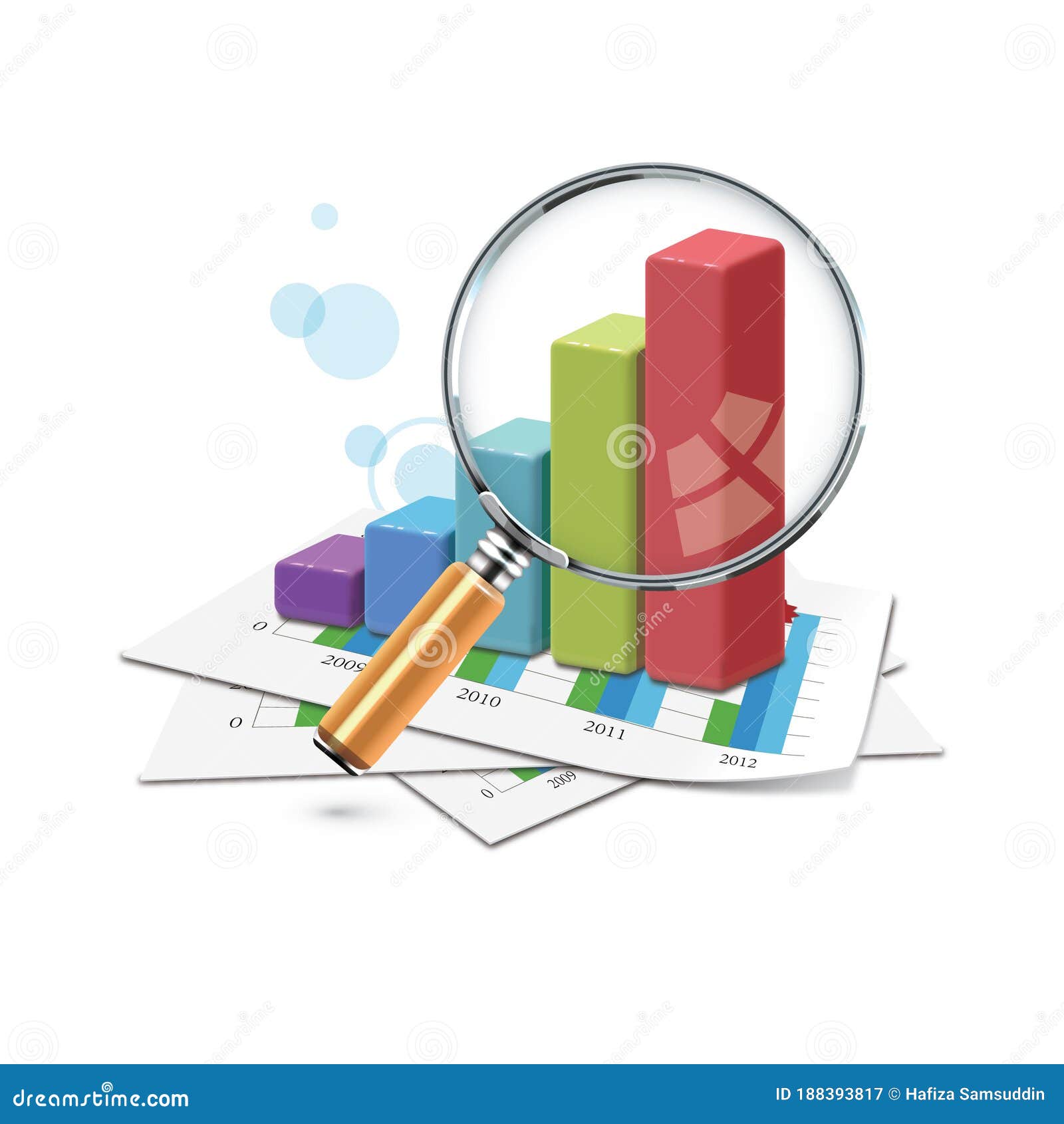 Graph with Magnifying Glass. Vector Illustration Decorative Design ...