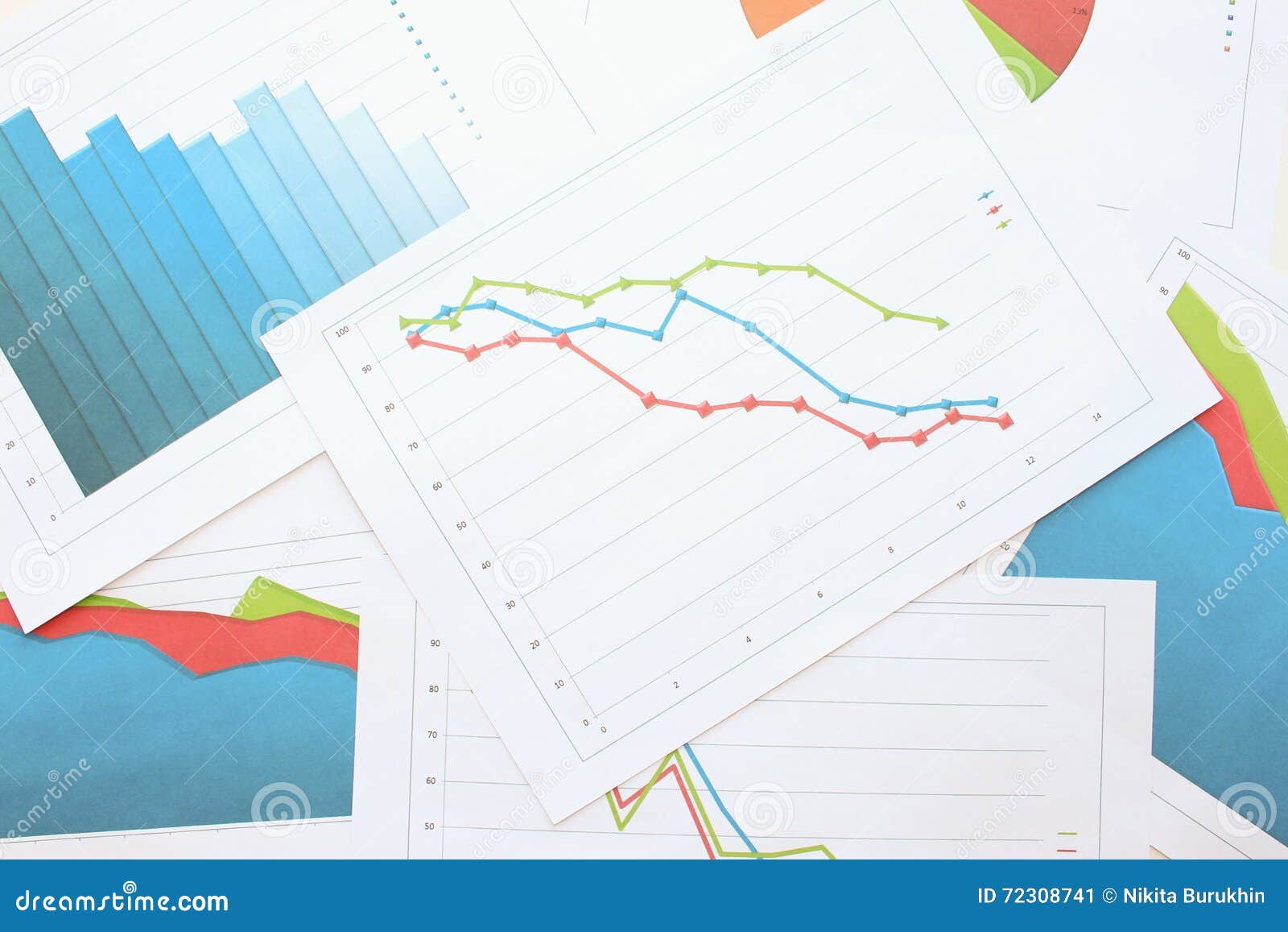 Graph with Markers among Other Diagrams Stock Image - Image of ...
