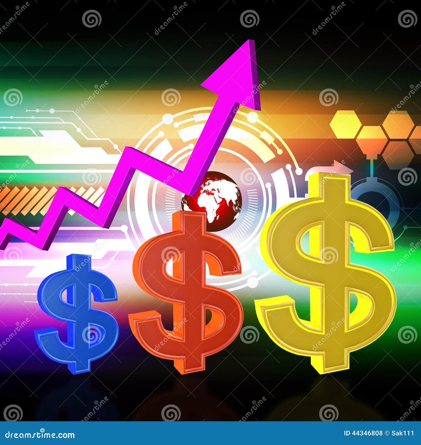Graph with Money on Abstract Background Stock Illustration ...