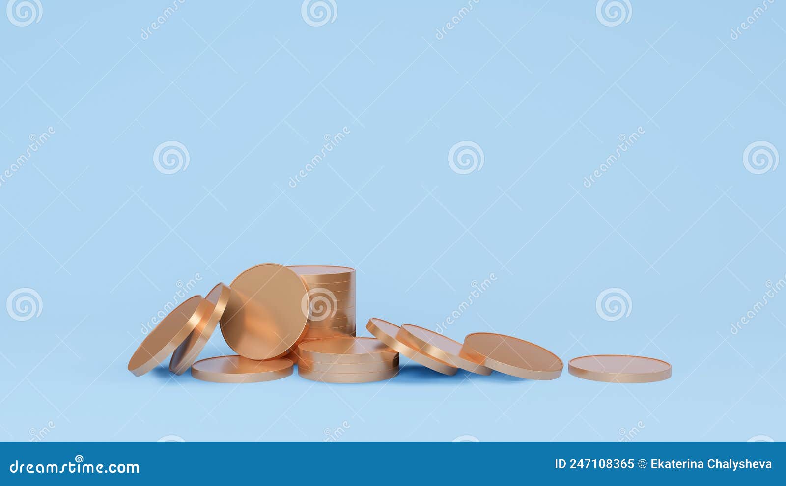 Graph of Money on Blue Background, 3d Render Stock Illustration ...