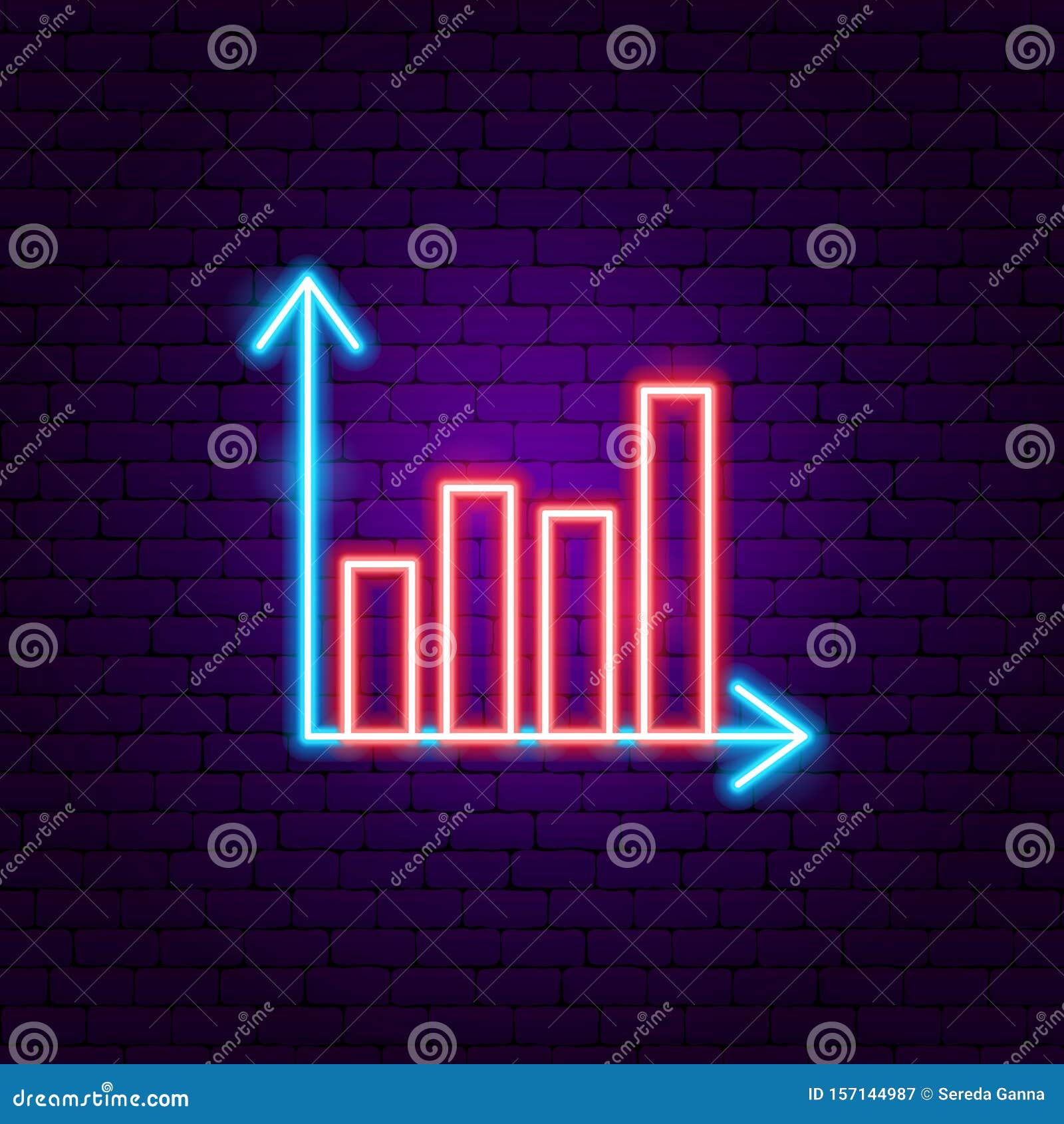 Graph With Neon Periodic Sinusoidal Curve On Blue Background With ...