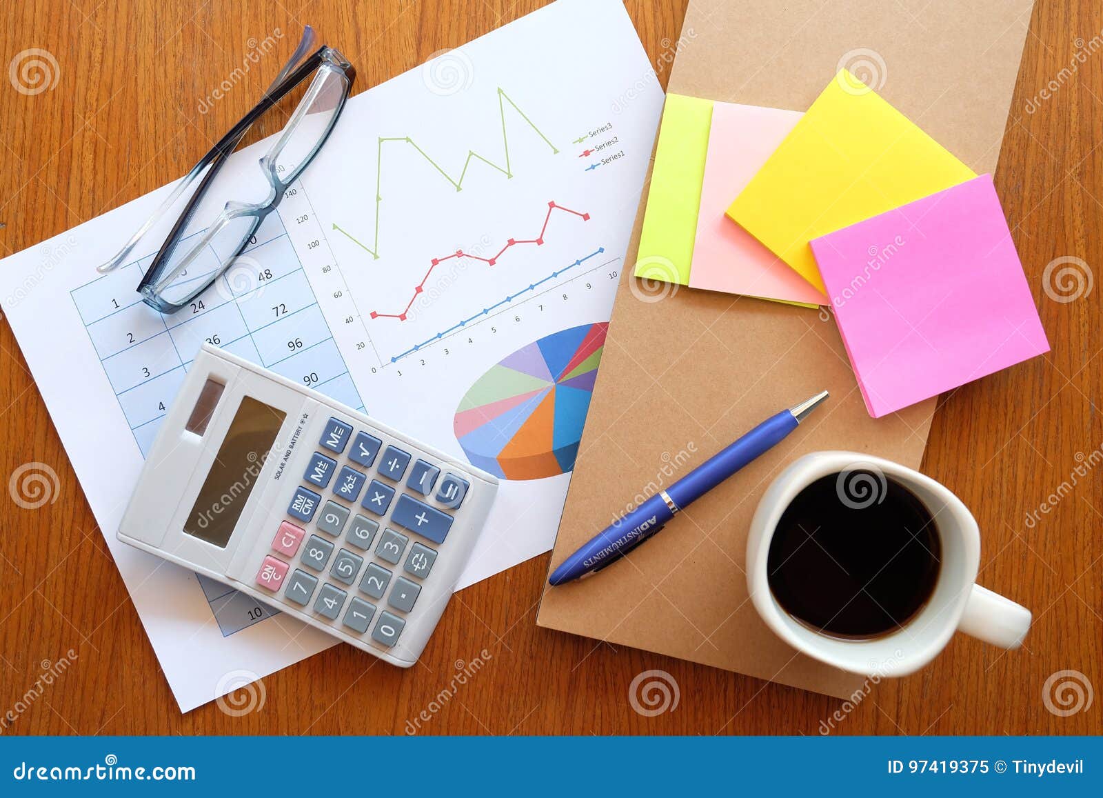 Graph paper and calculator stock image. Image of business - 97419375